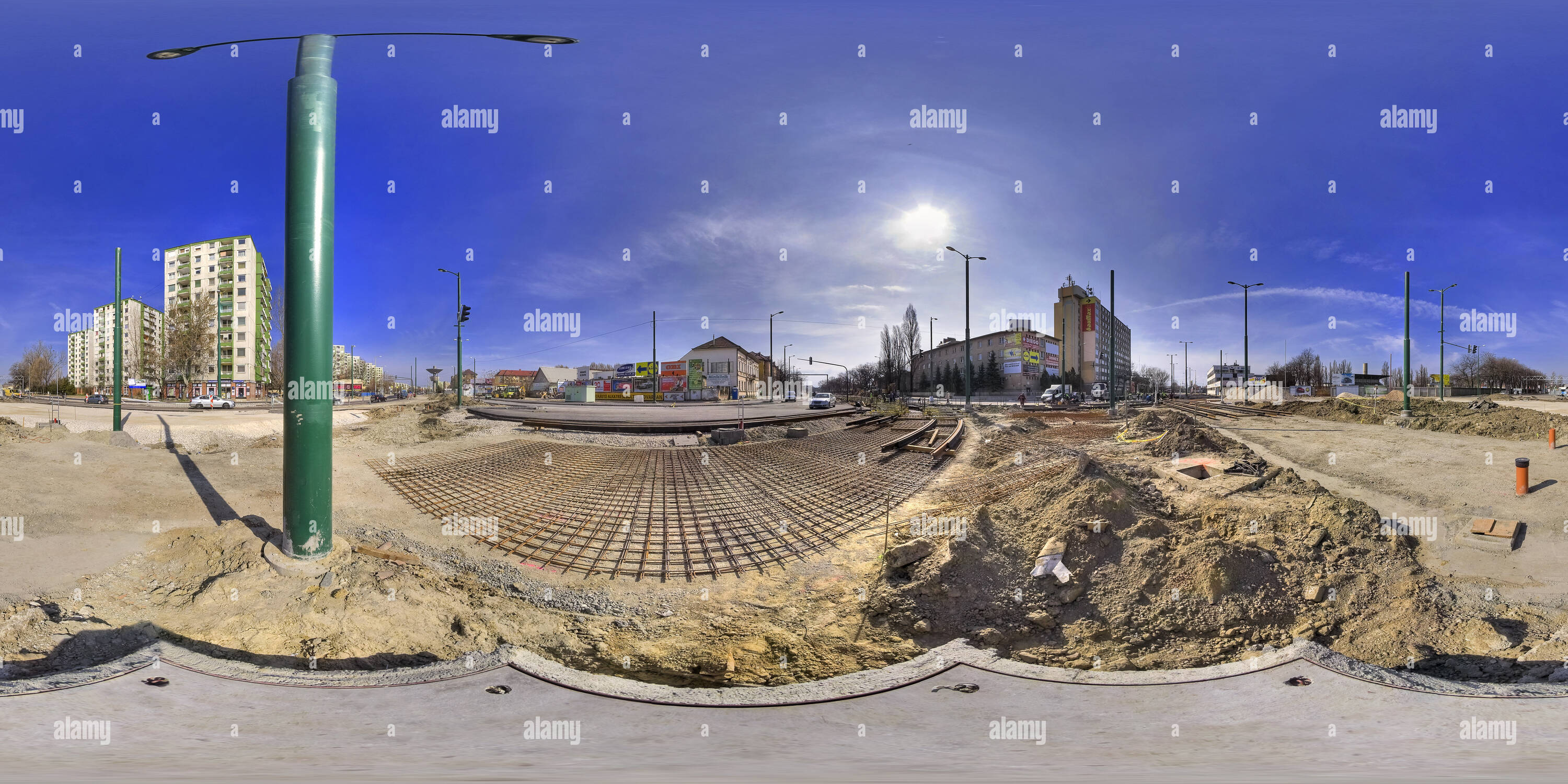 360° view of Roundabout under construction junction - Alamy