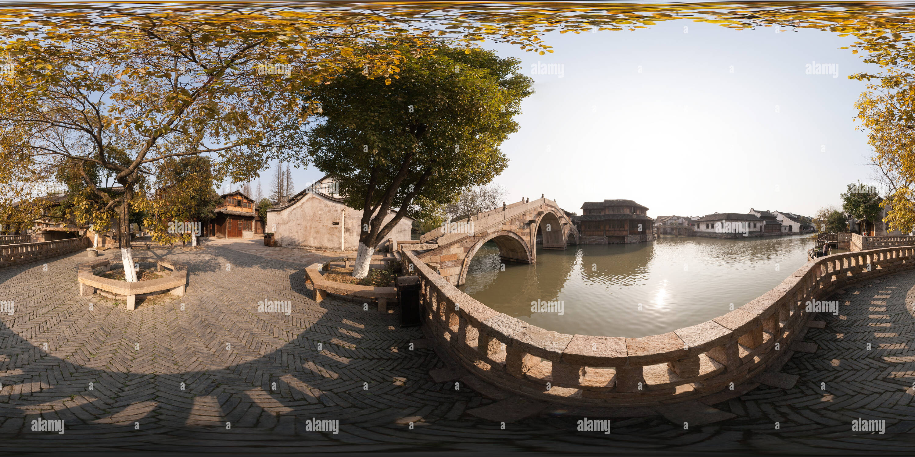 360° view of Jiaxing Xishan Scenic Spot Rain Reading Bridge - Alamy