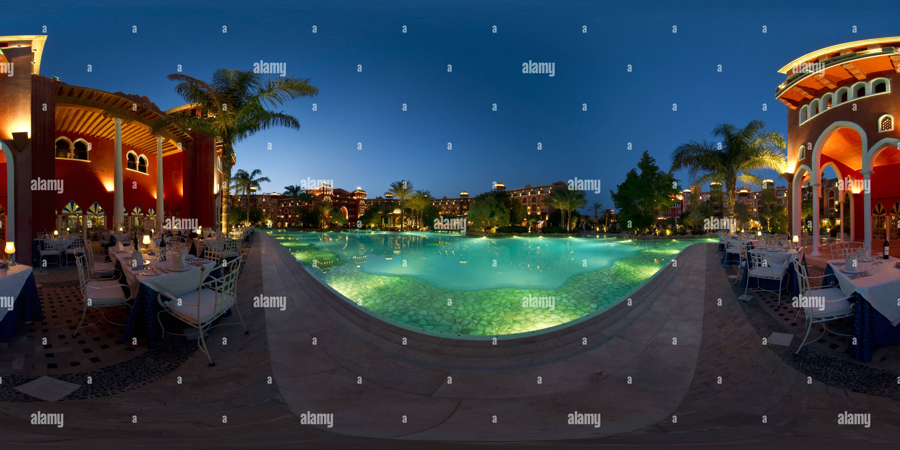 360° view of Pool Grand Resort at Night - Alamy