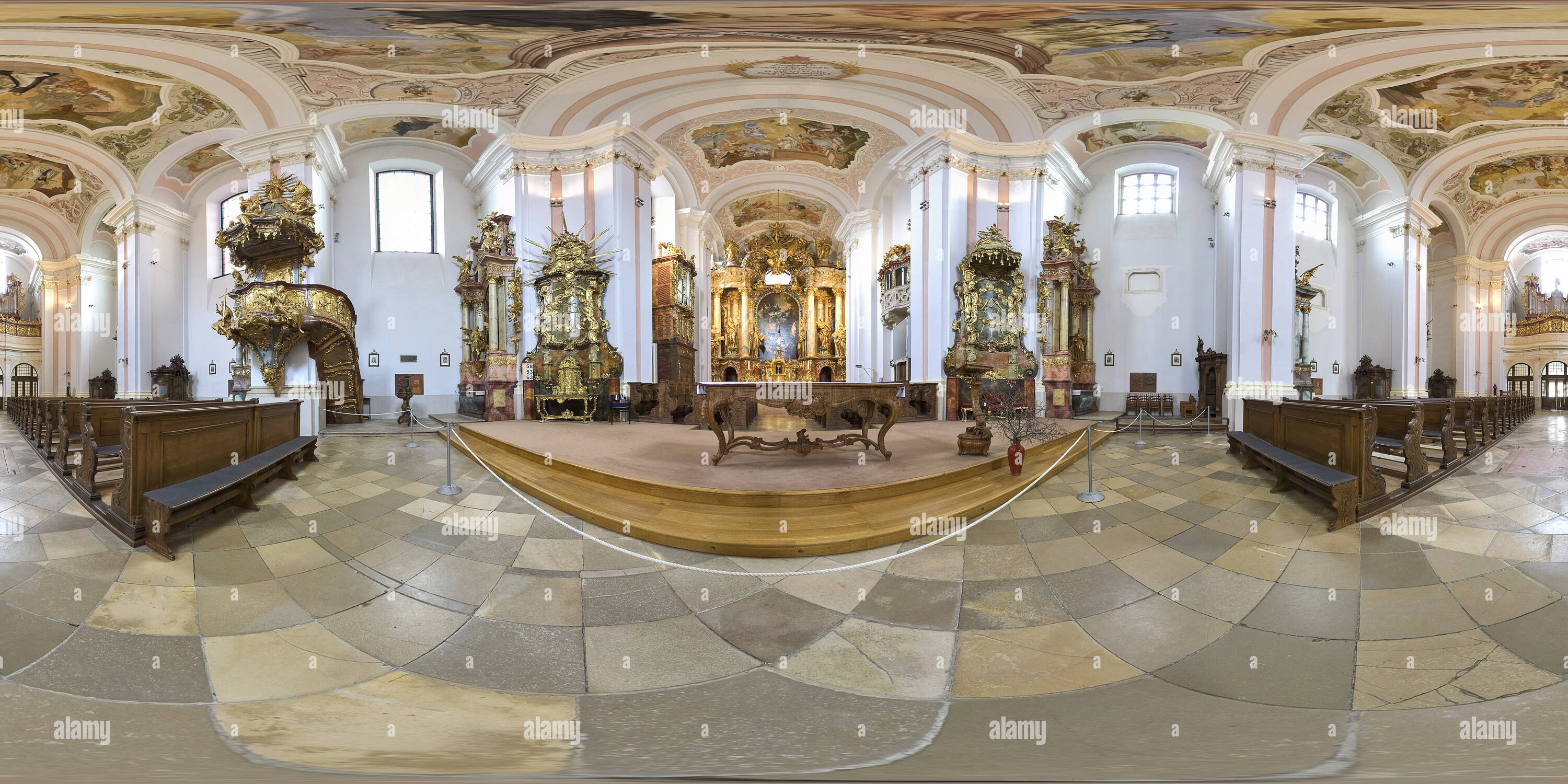 360° view of Baroque abbey church - altar - Alamy