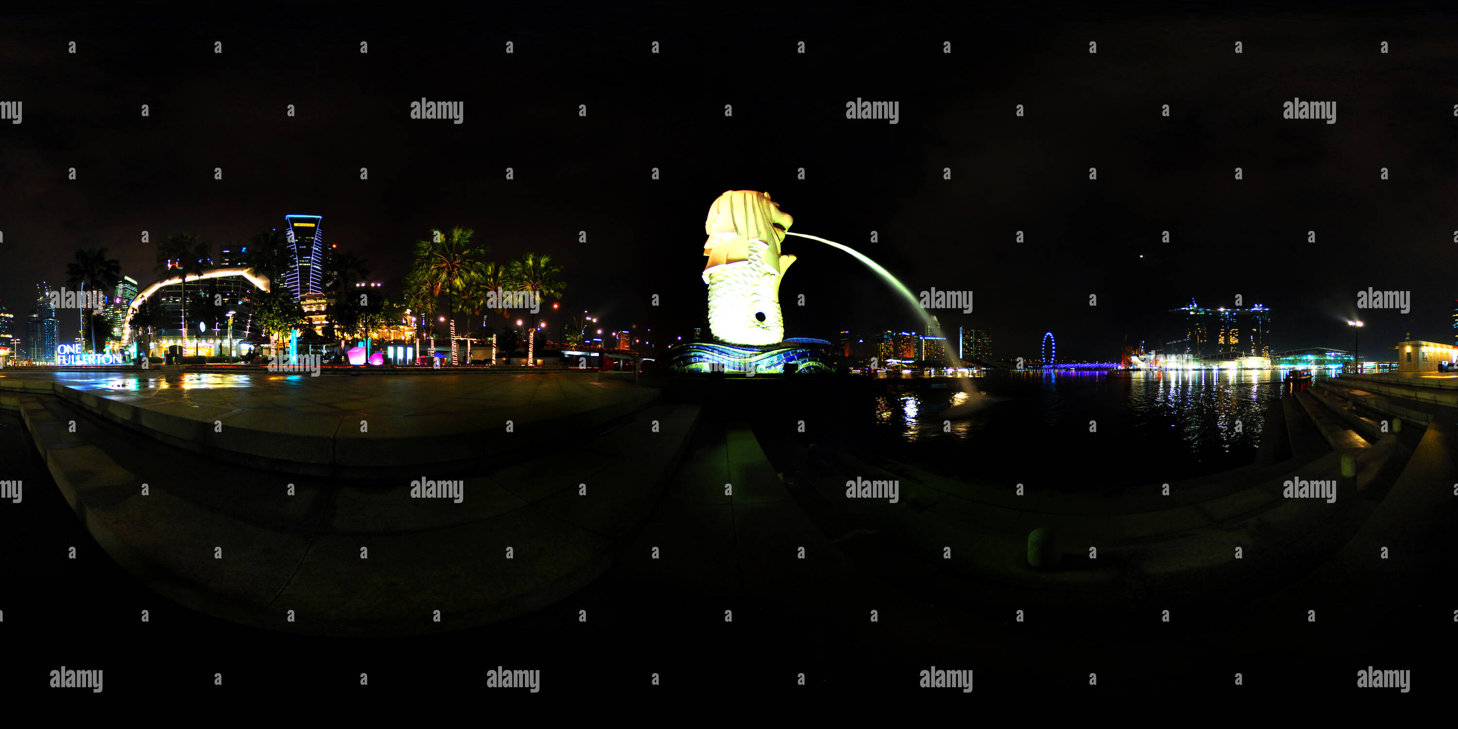 360° view of Singapore Merlion Park (2 - Alamy