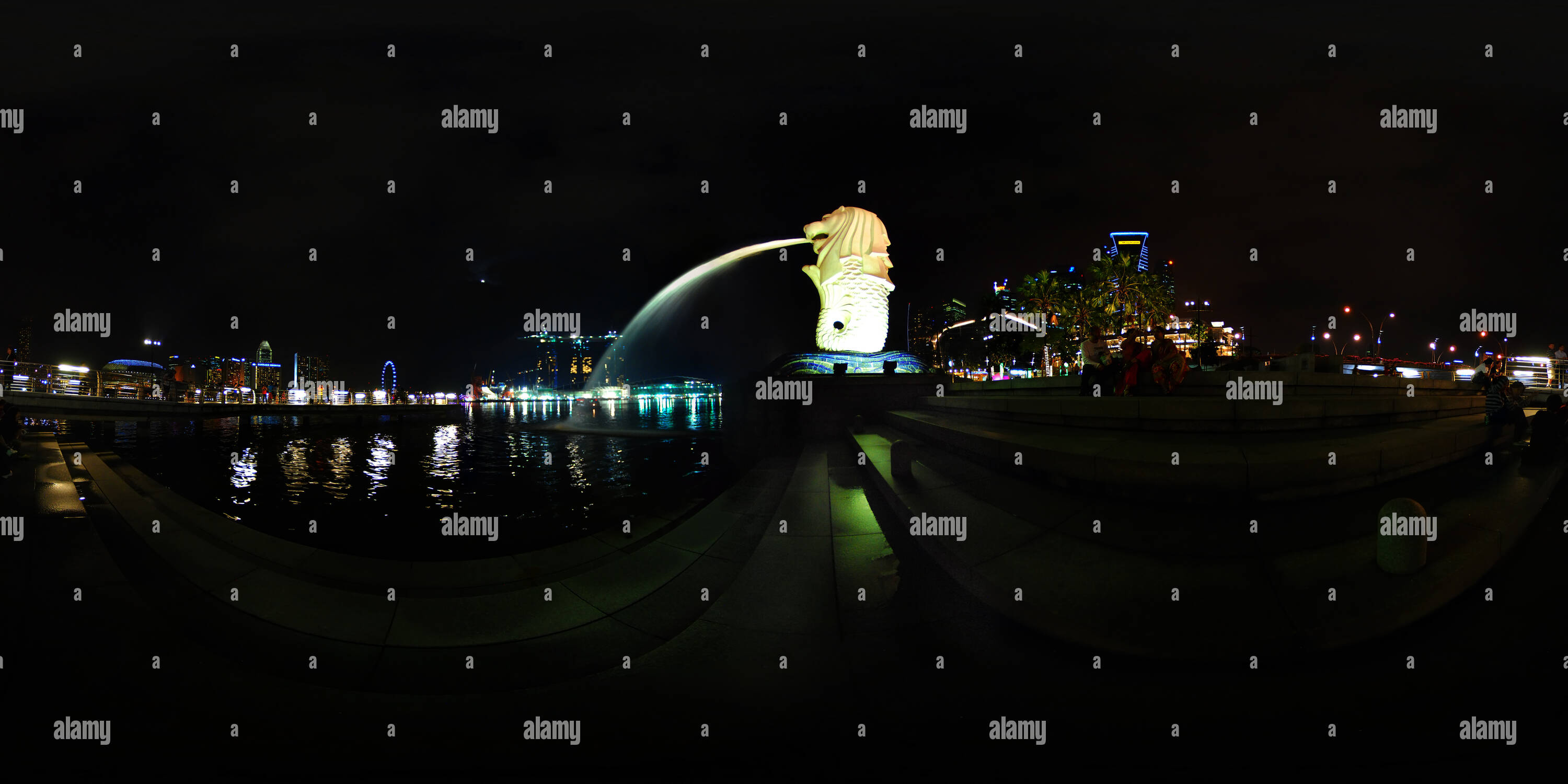 360° view of Singapore Merlion Park (3 - Alamy