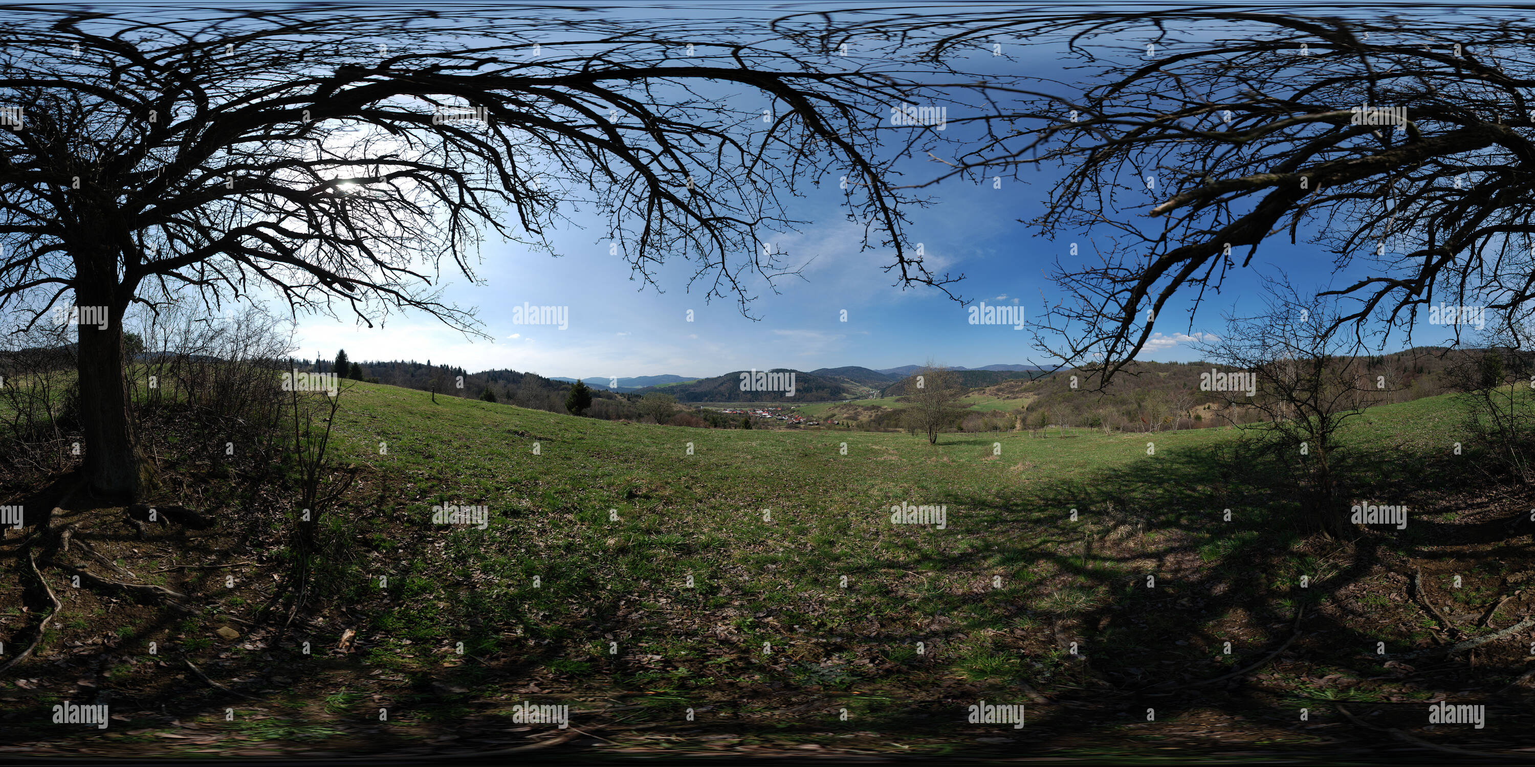 360° view of Meadow view over Legnava village - Alamy