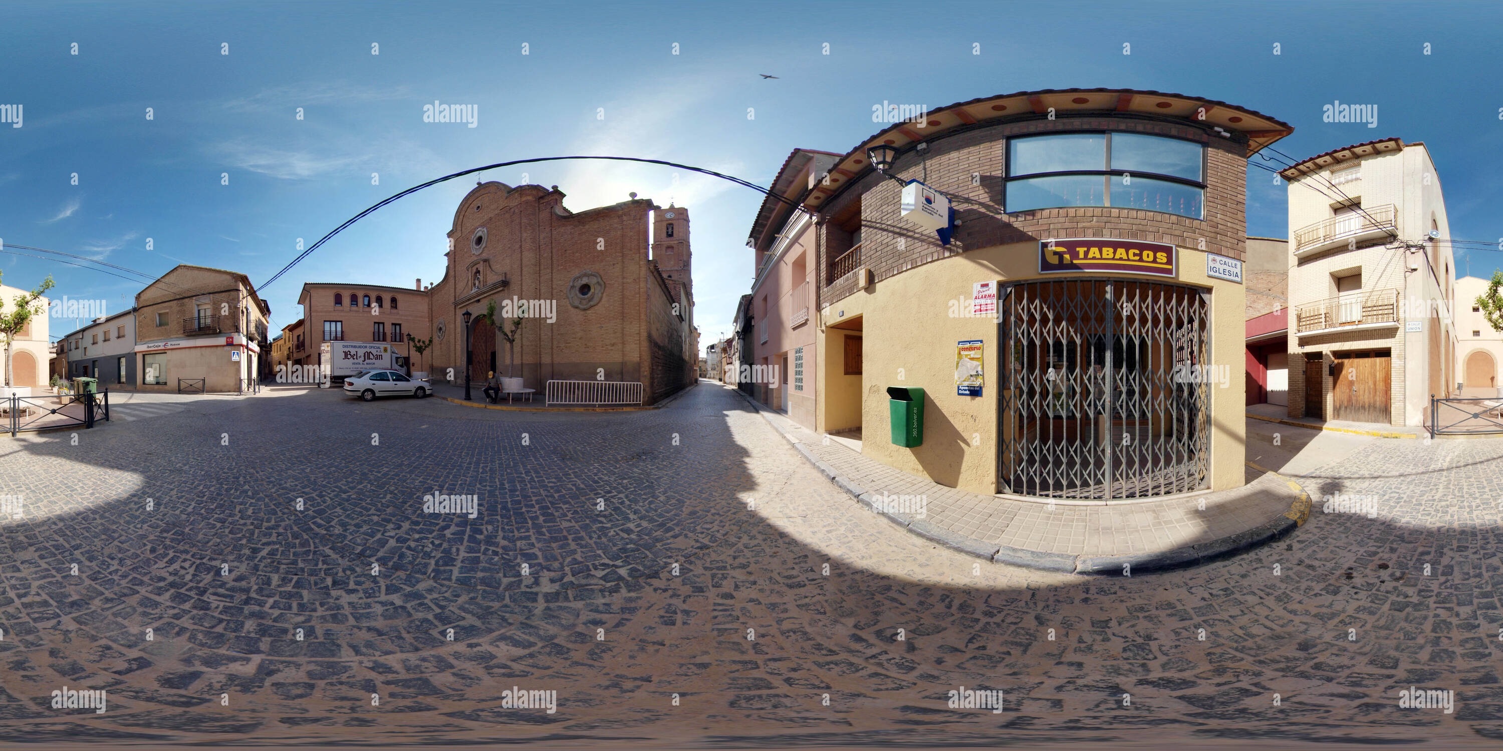 360° view of Binaced, church square - Alamy