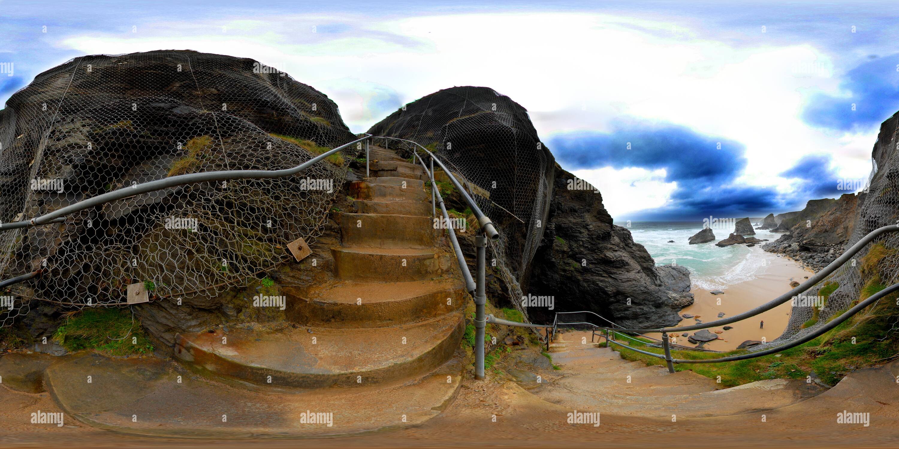 360° view of Bedruthen Steps Newquay Cornwall Uk Out - Alamy