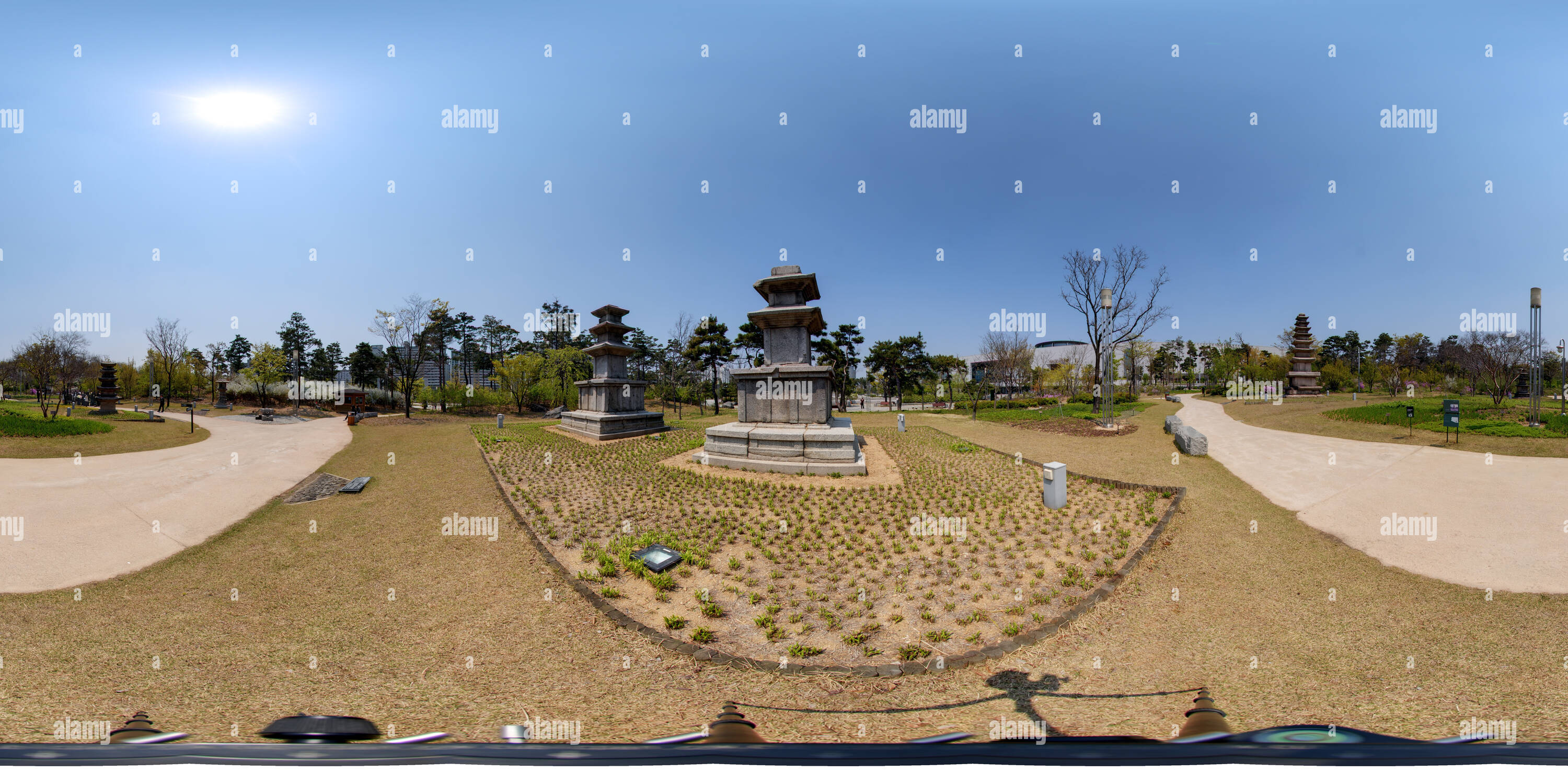 360° view of three storied pagoda at front garden of National Museum of ...