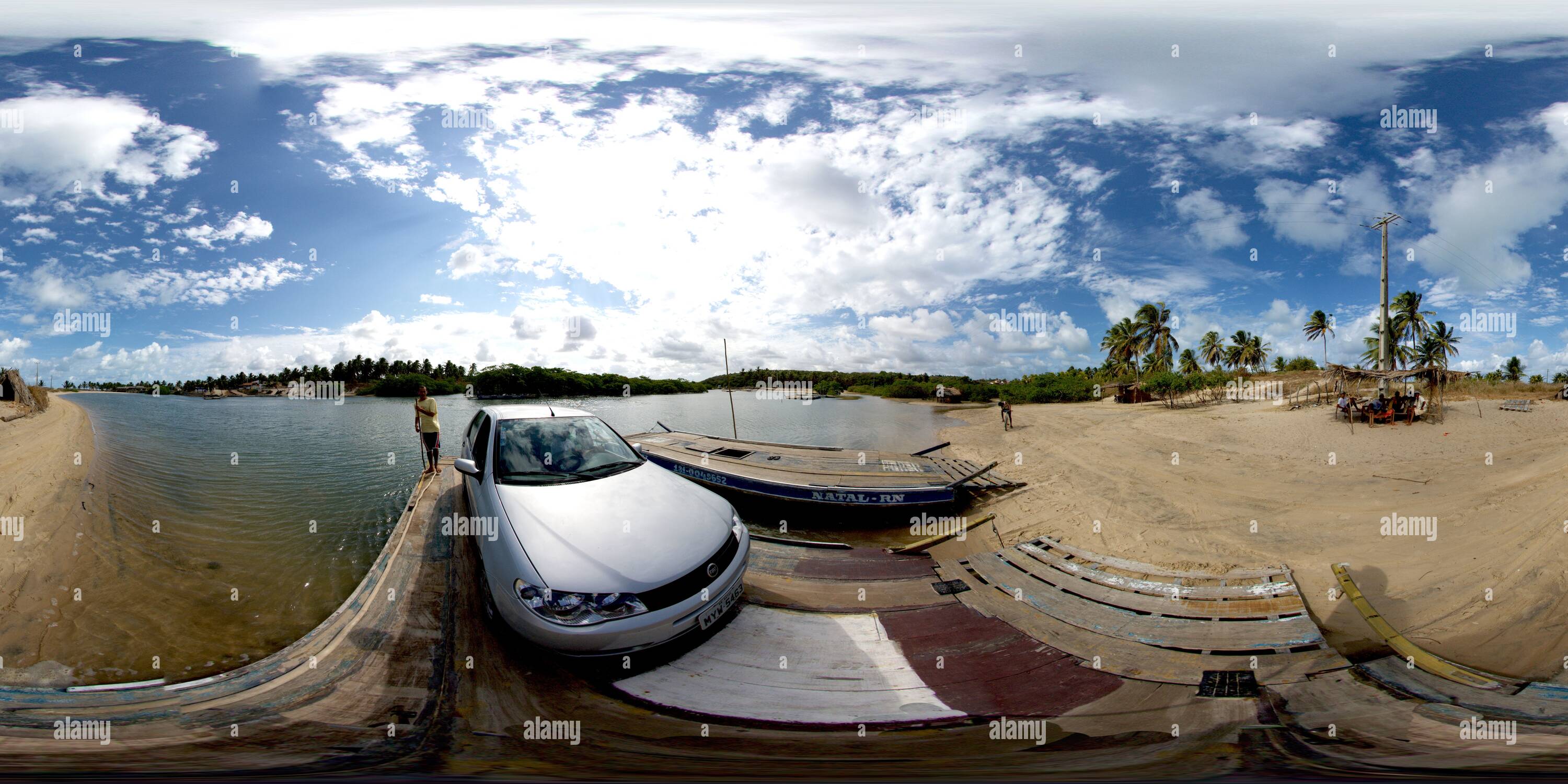 360° view of smallest ferry boat for cars - Alamy
