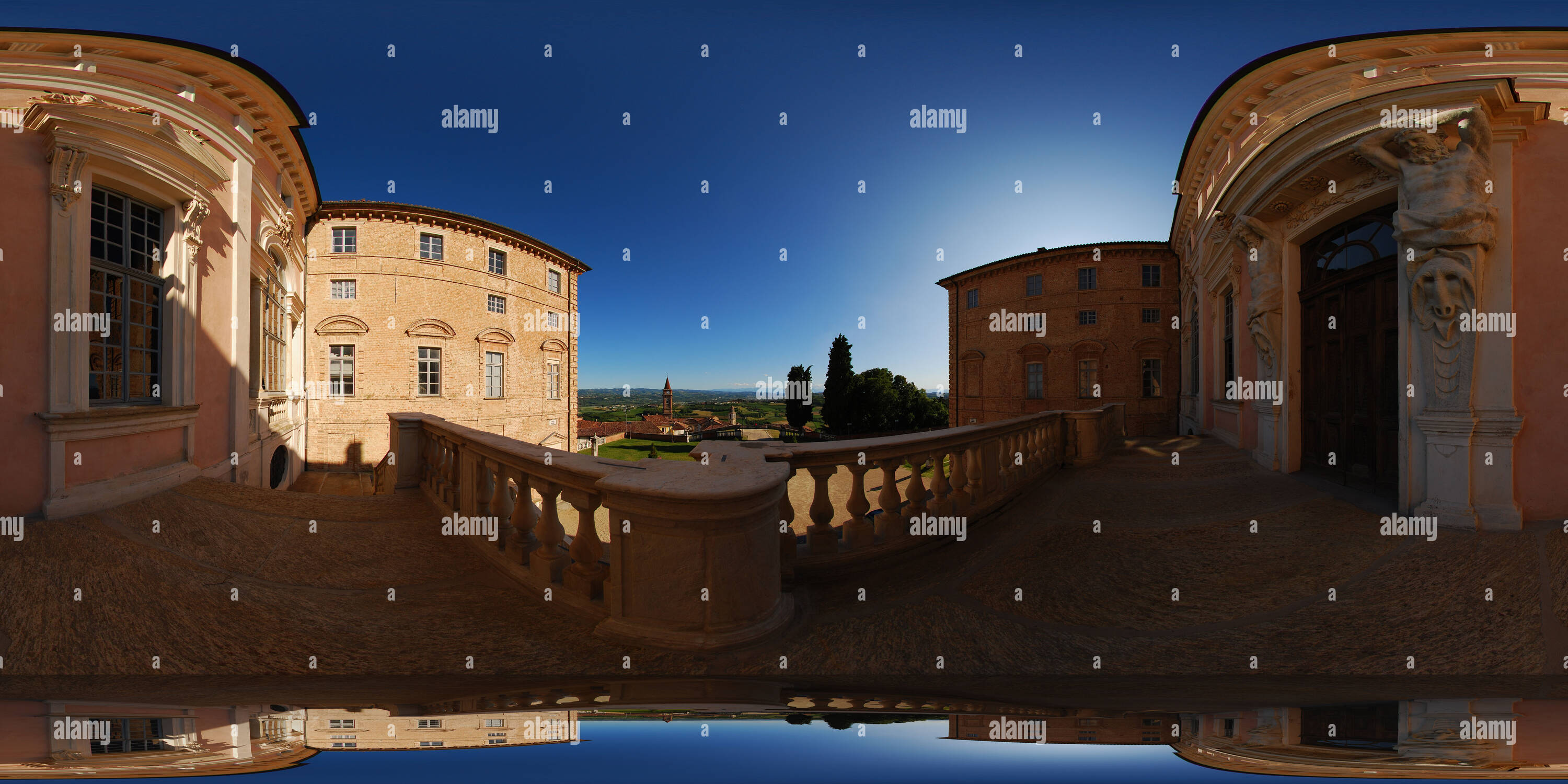 360° view of Govone Royal Castle, the staircase and the entrance - Alamy