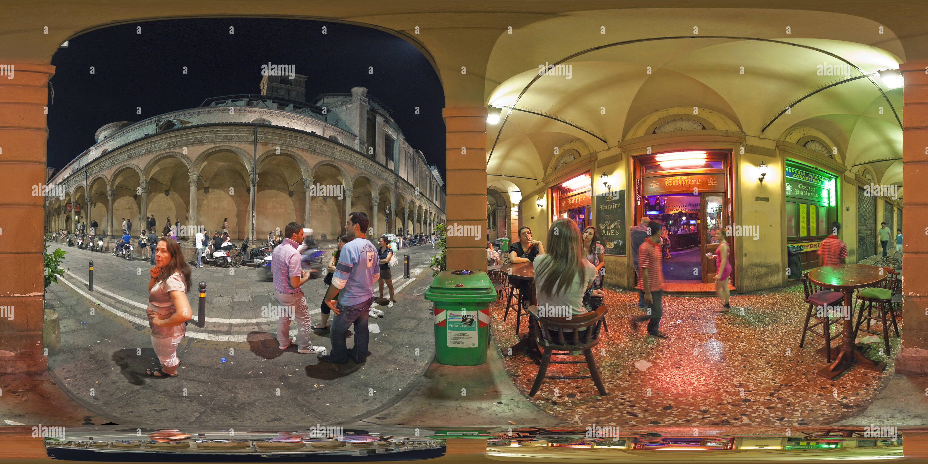 360° view of Via Zamboni By Night - Alamy
