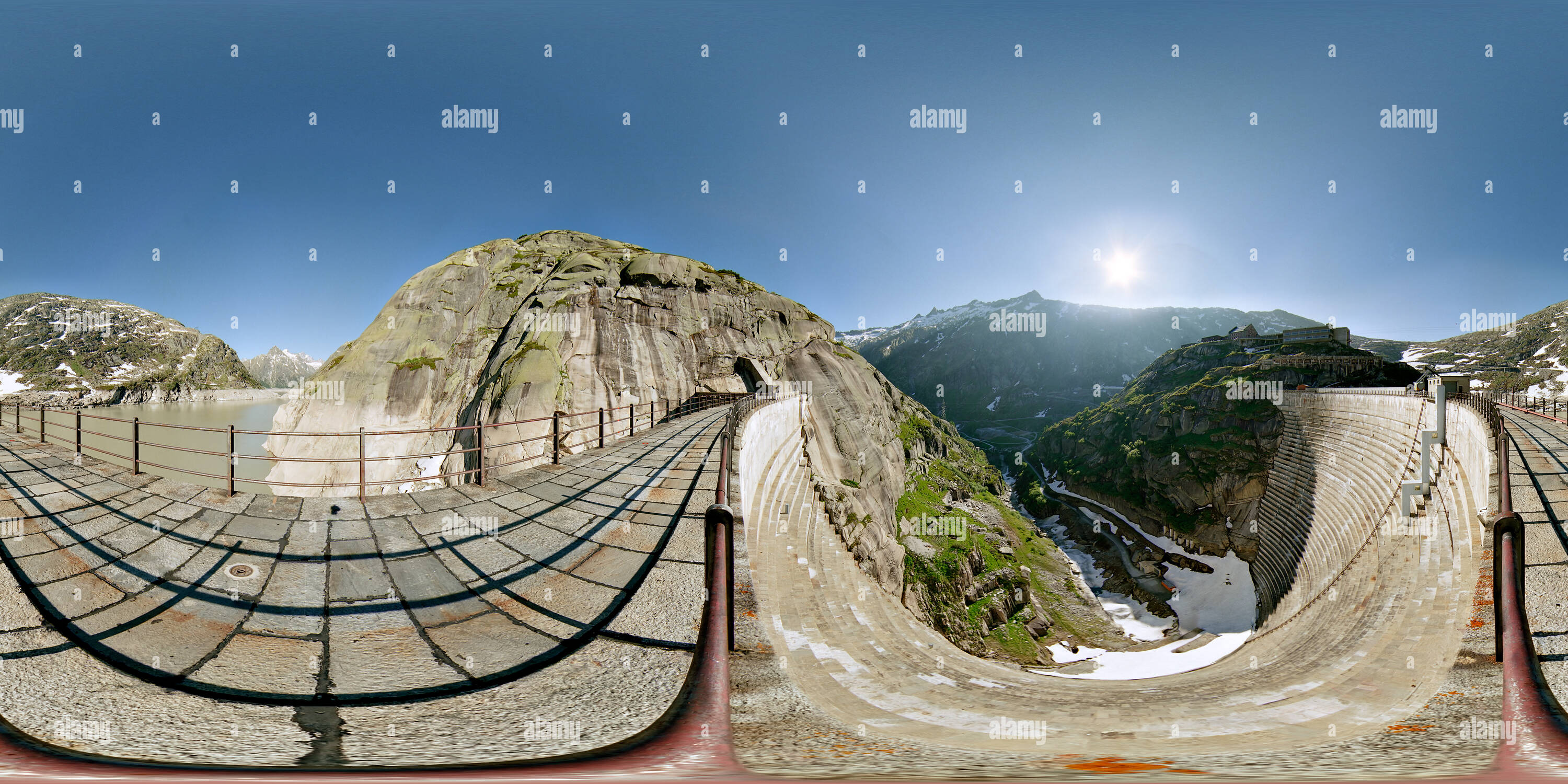 360° view of Grimsel Alpine Power Dam - Alamy
