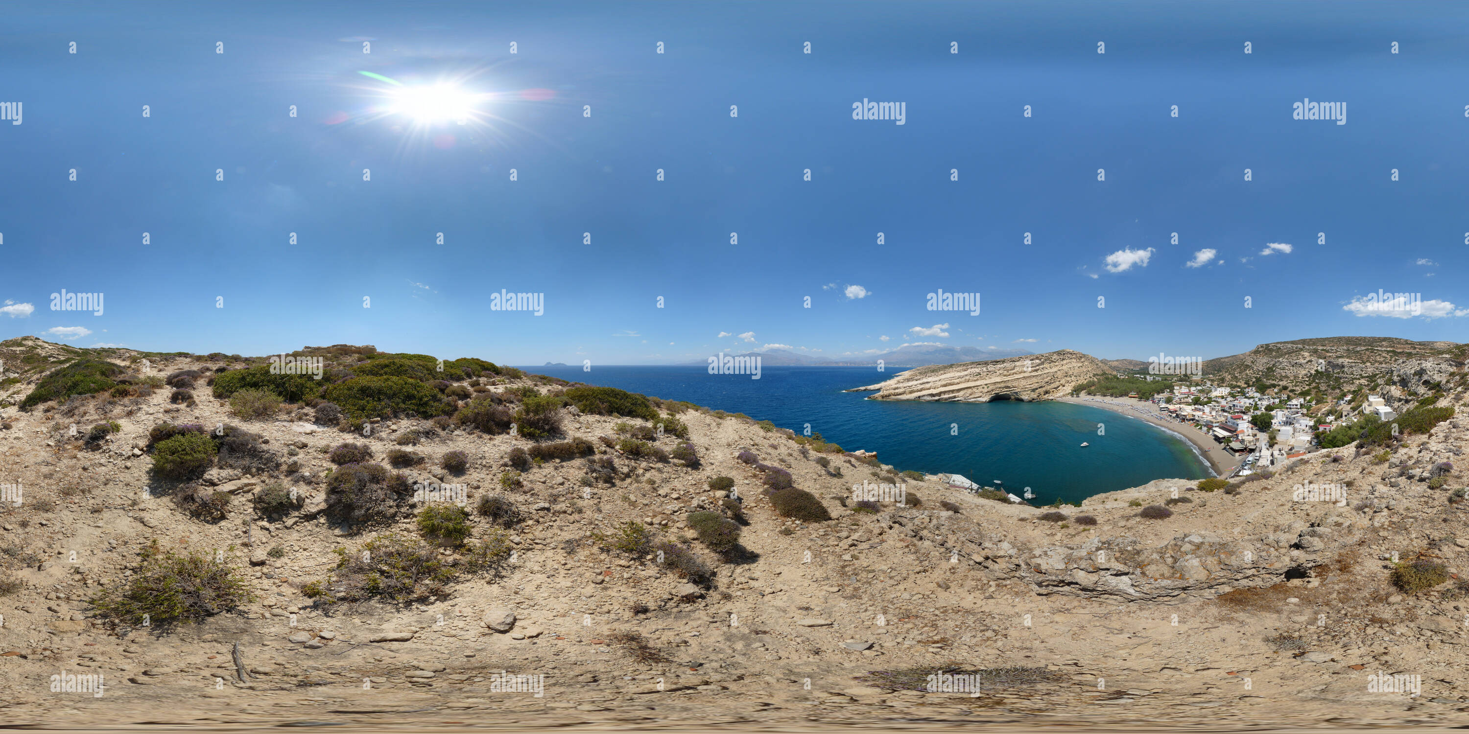 360° view of View to Matala Beach - Alamy