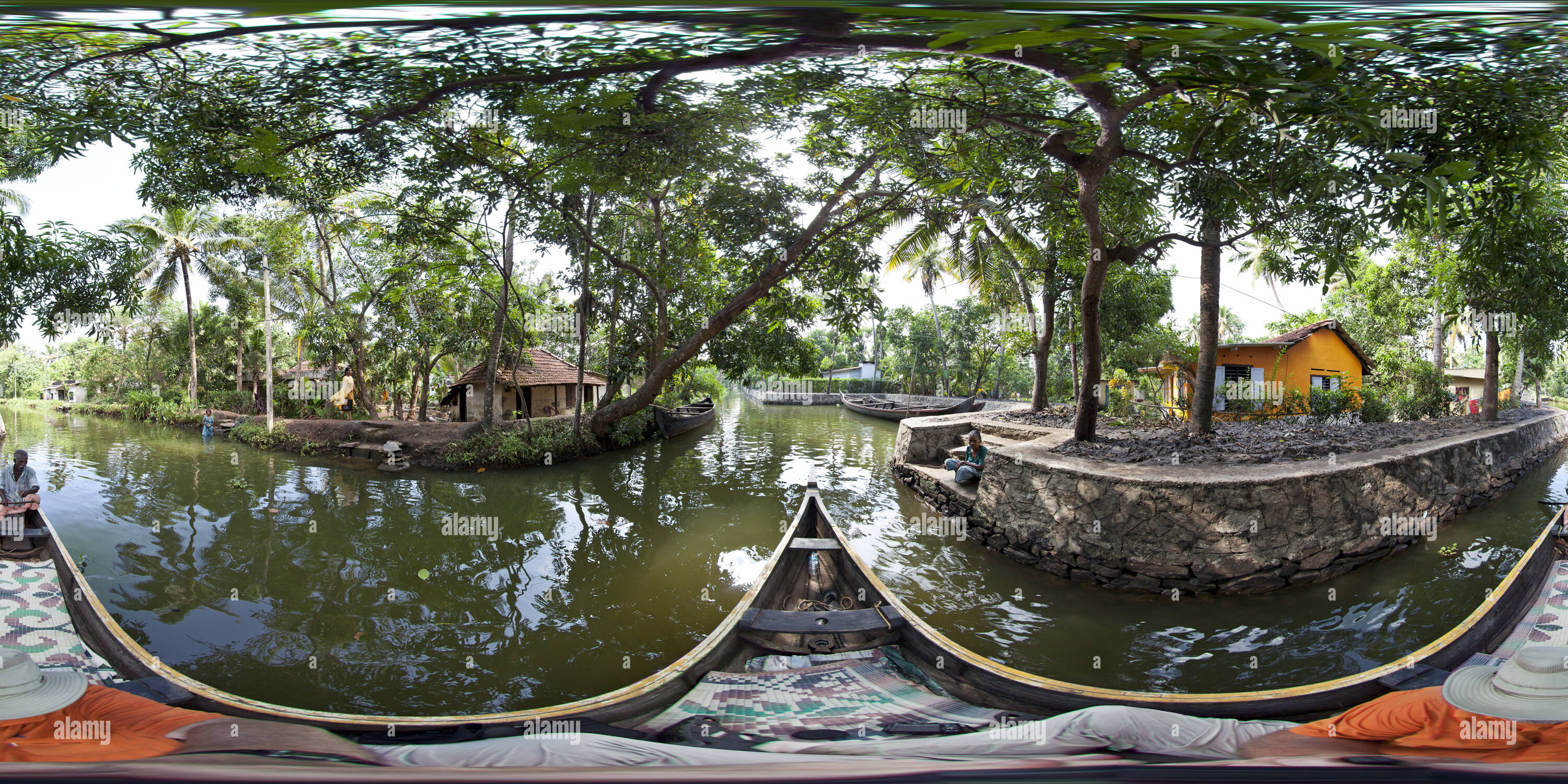 360° view of Alleppey Canals Village Life, Kerala Backwaters - Alamy