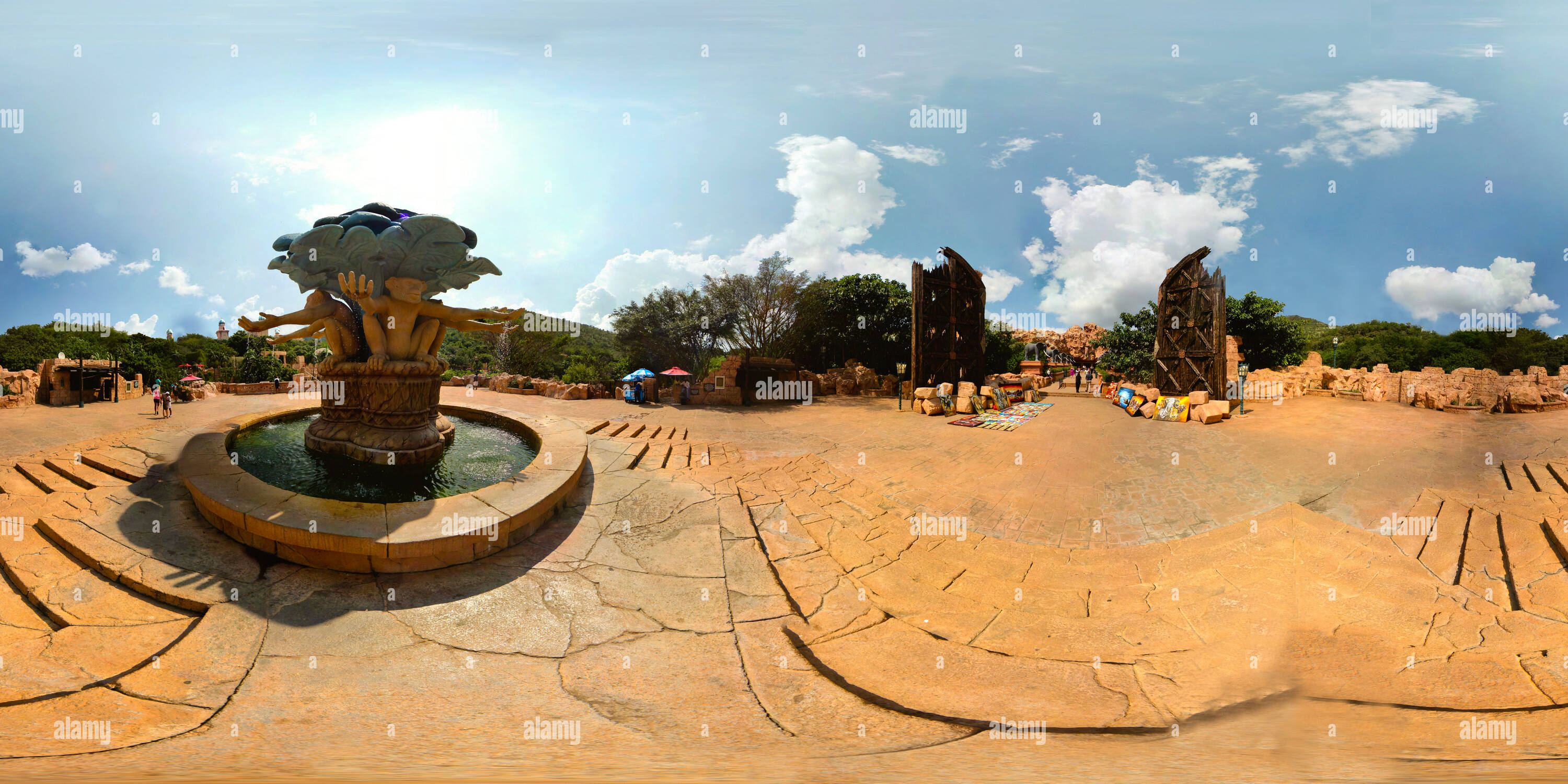 360° view of Sun City Monkey Fountain leading the way to the Valley of ...