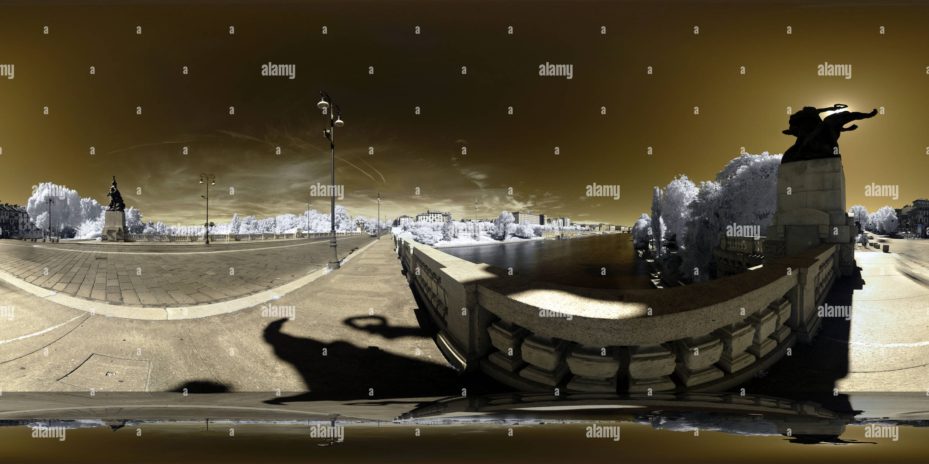 360° view of Umberto bridge, infrared panorama - Alamy