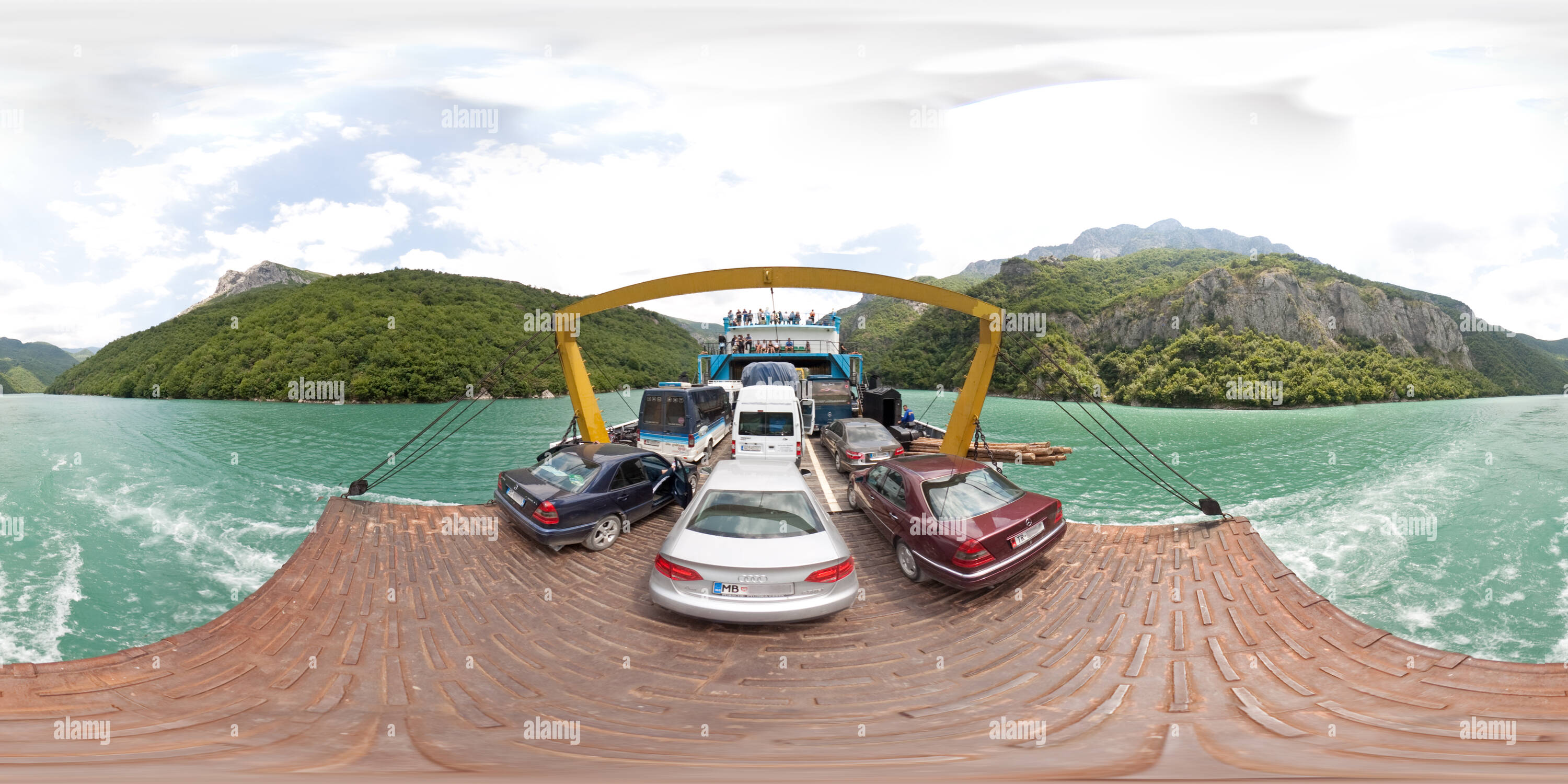 360° view of Koman ferry / Albania - Alamy