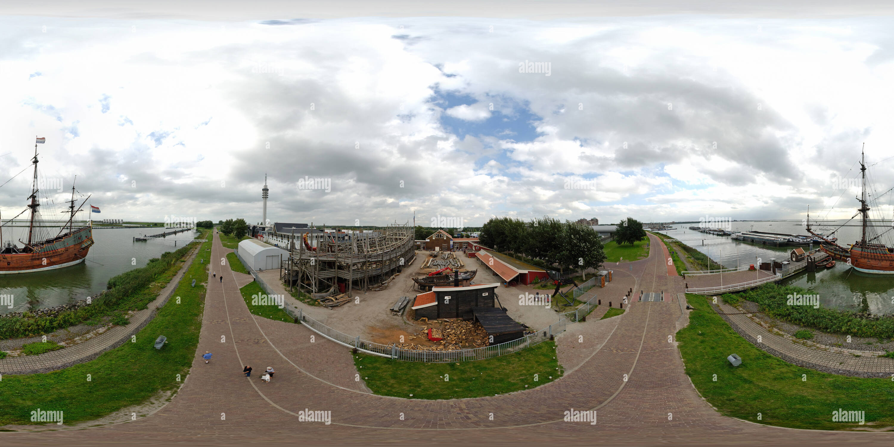 360° view of The Batavia Wharf at Lelystad in the Netherlands - Alamy
