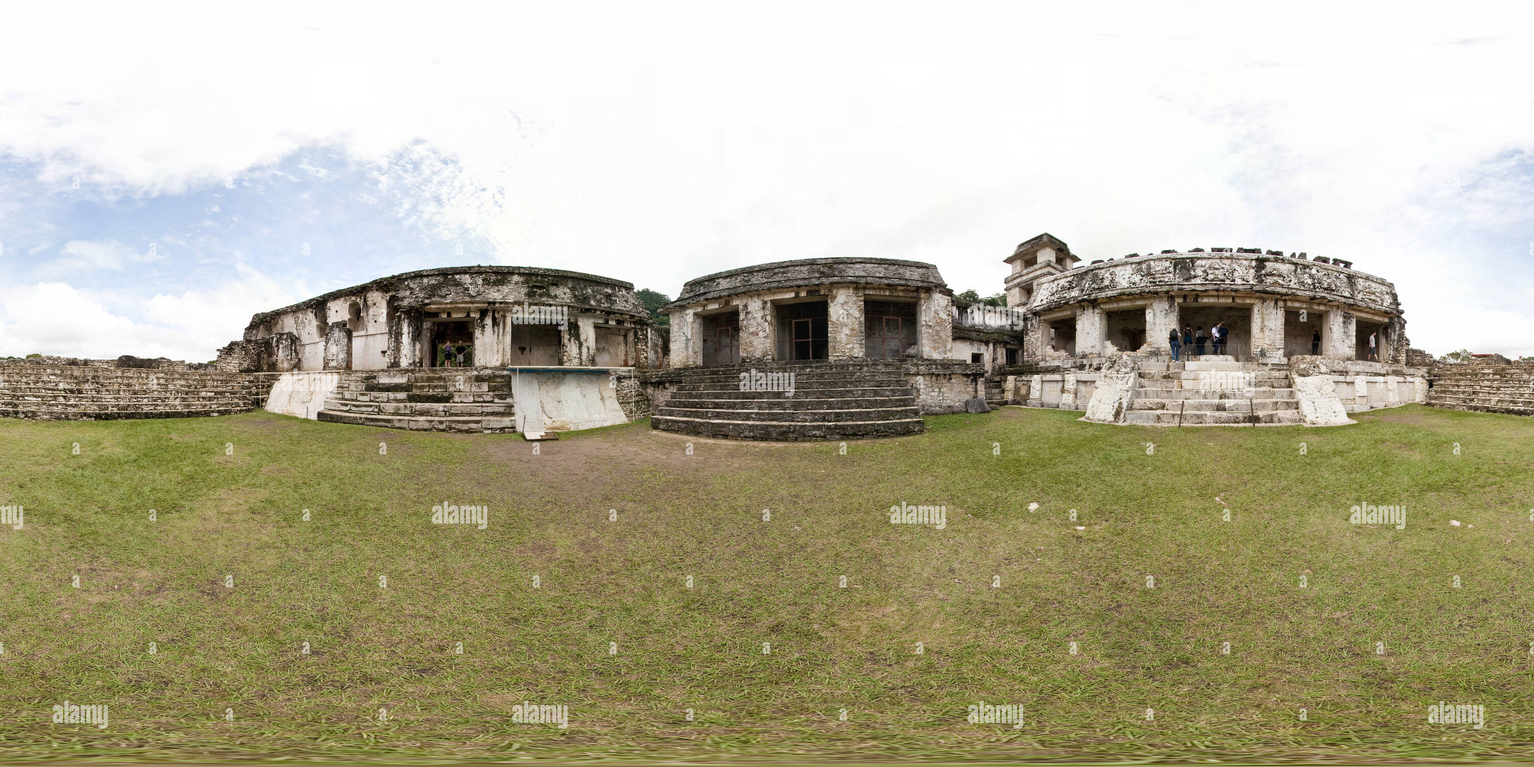 360° view of Palenque's Palace Garden with Carvings on the Walls - Alamy