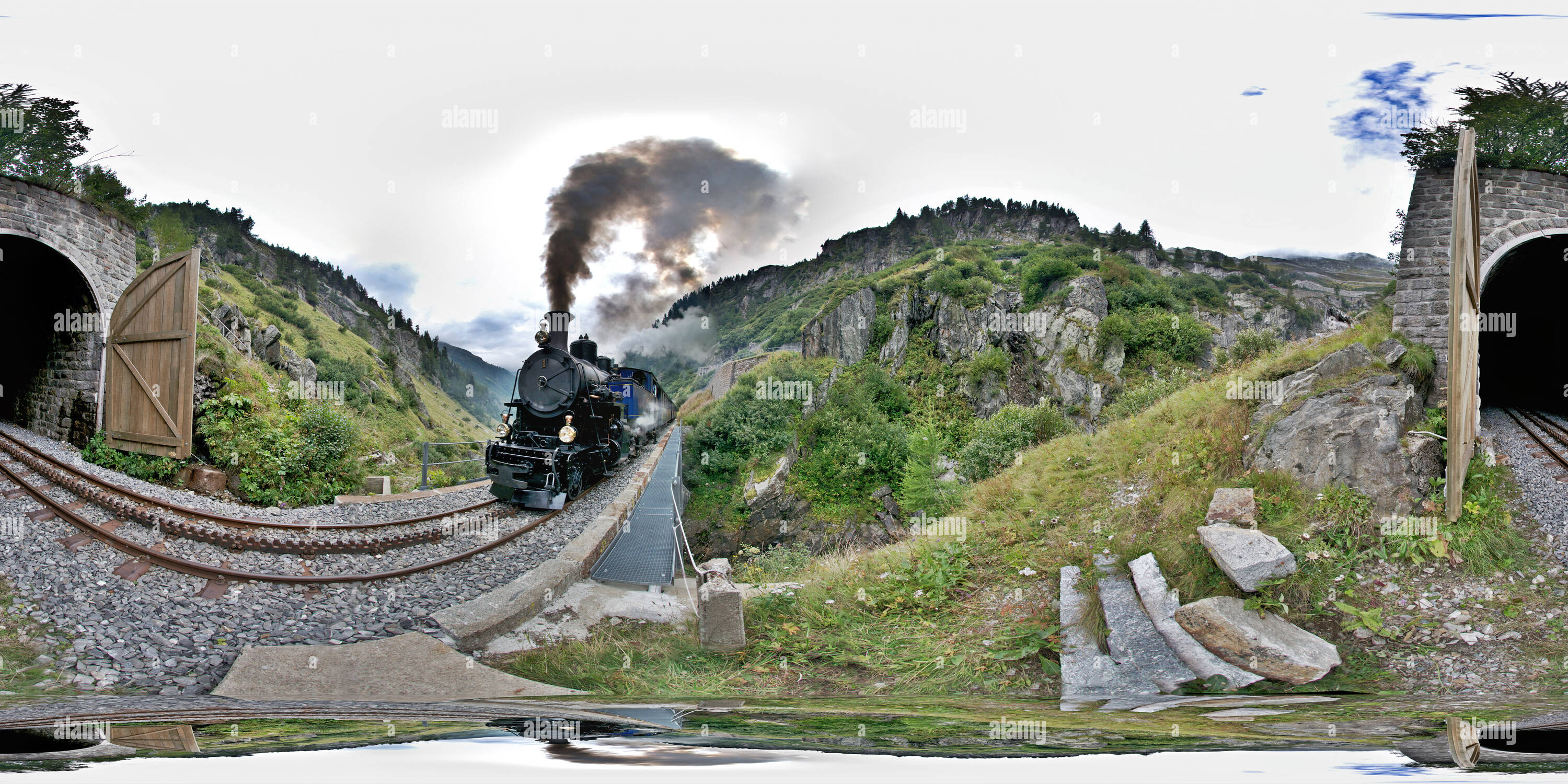 360° view of Furka Cogwheel Steam Railway - Alamy