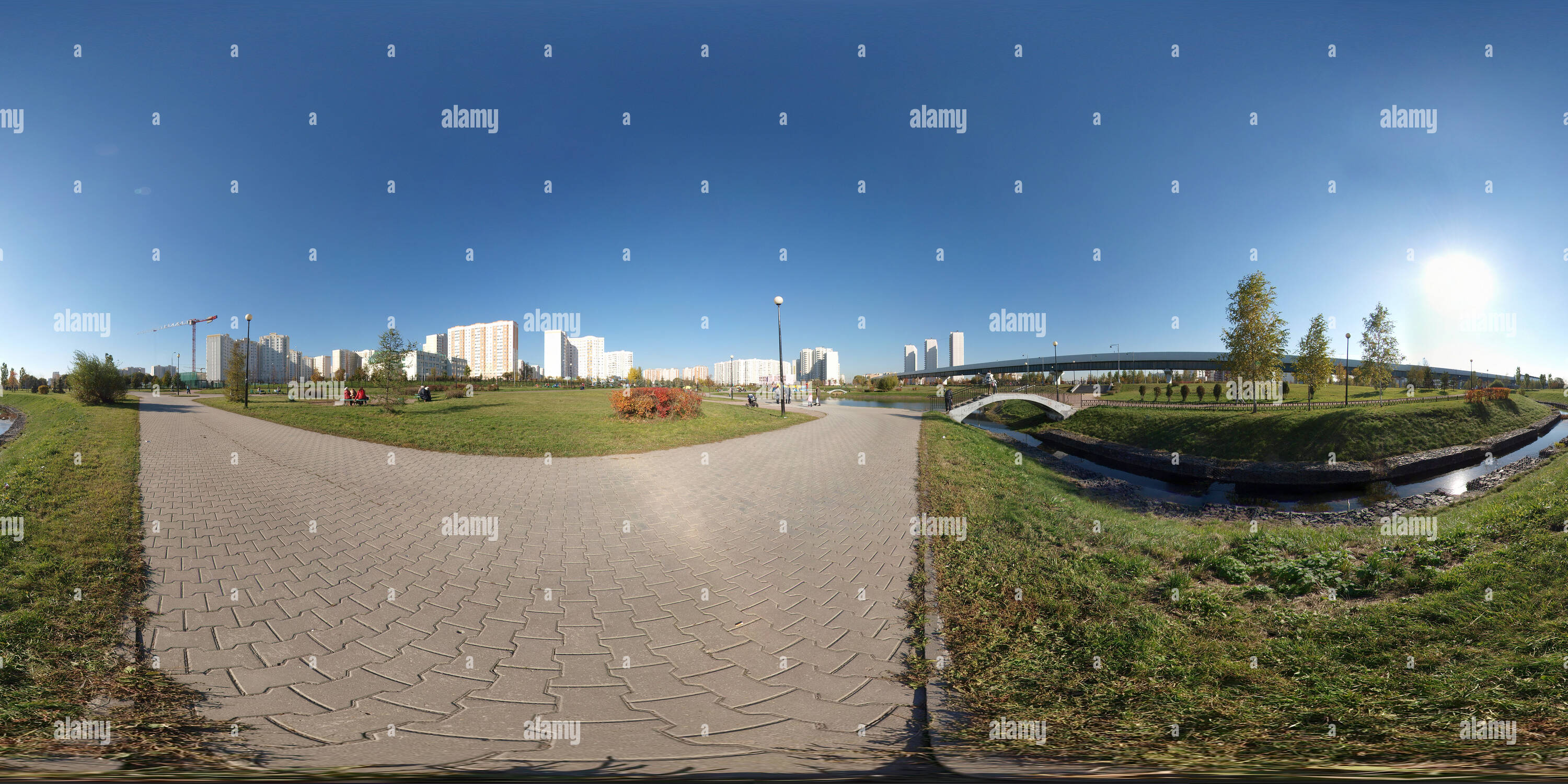 360° view of Park near Gorchakova street. South Butovo, Moscow Russia ...