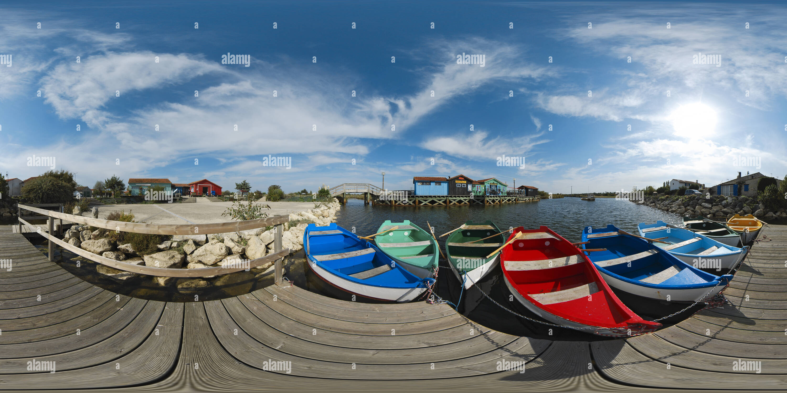 360° view of Le Port des Salines et ses barques colorées - France - Alamy