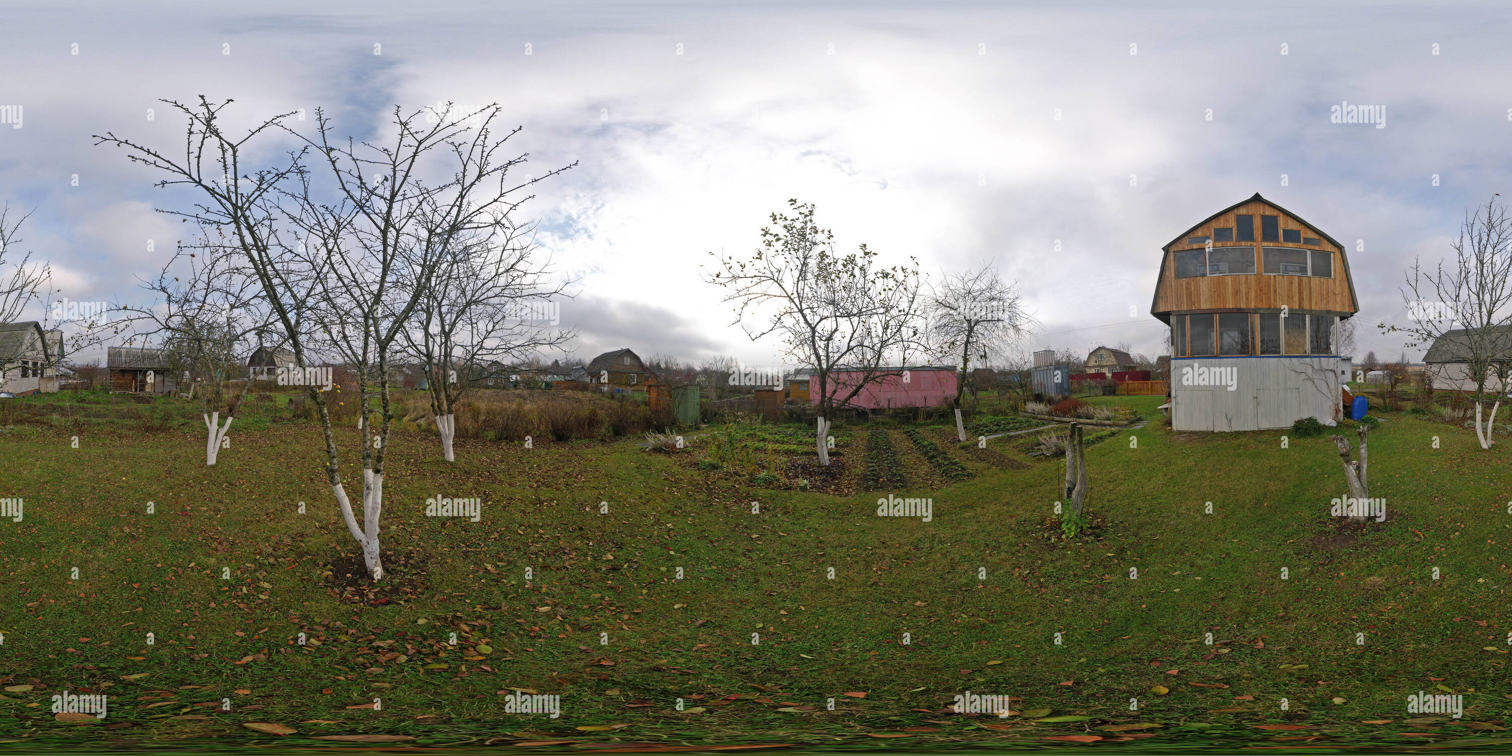 360° view of Сountry house backyard - Alamy