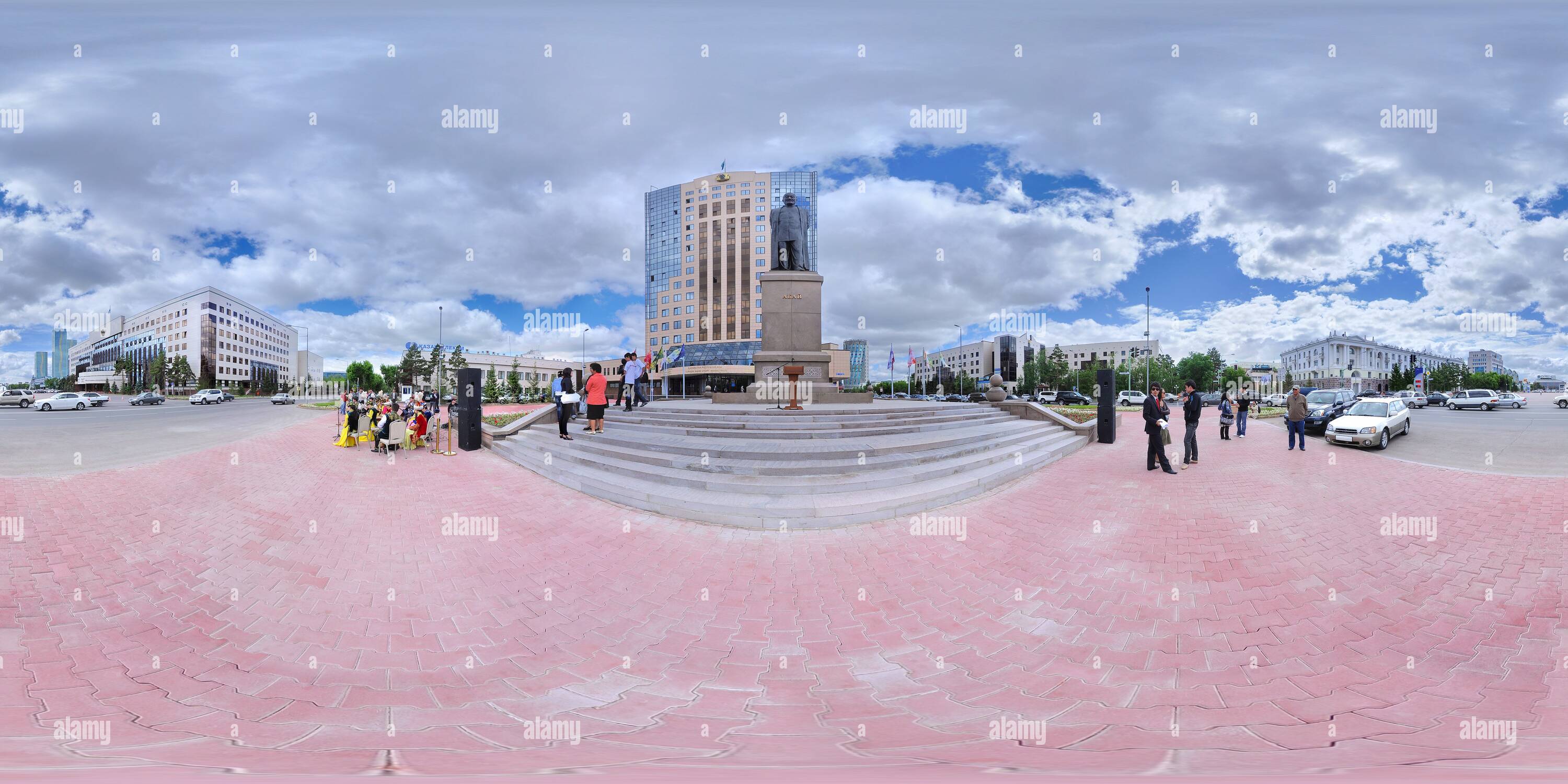 360° view of Astana - Abay Monument - Alamy