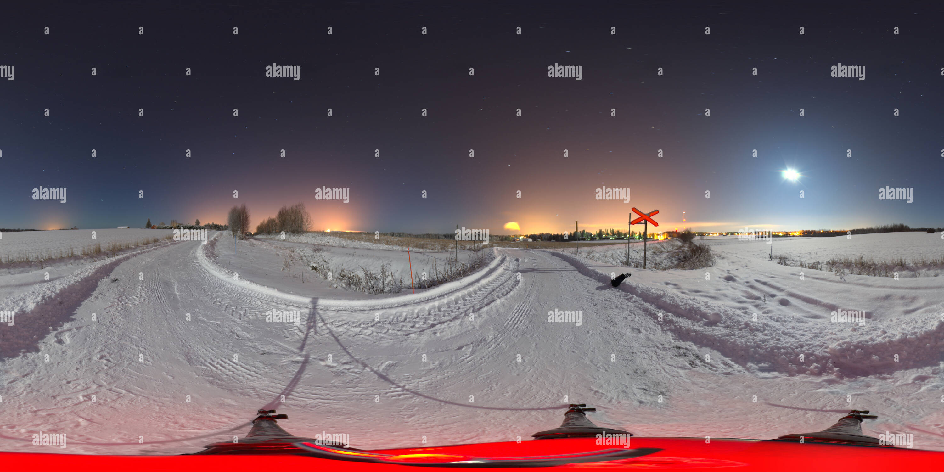 360° view of Moonlit fields in Radantaus, Siilinjärvi - Alamy