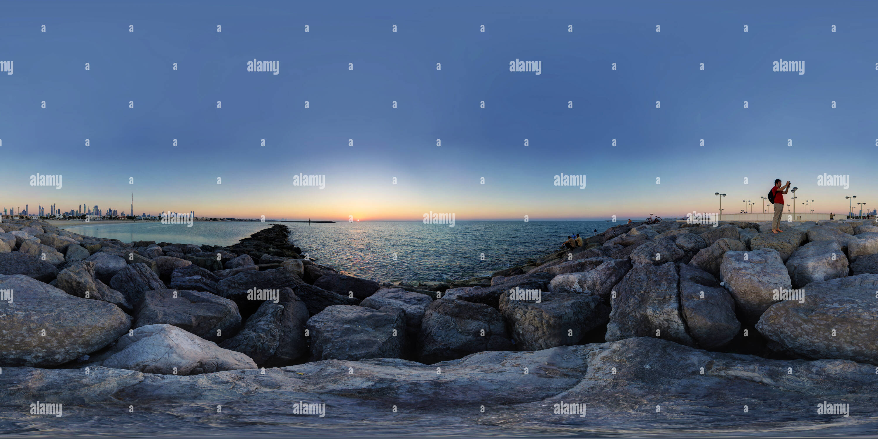 360° view of Jumeirah Open Beach - Sunset - Alamy