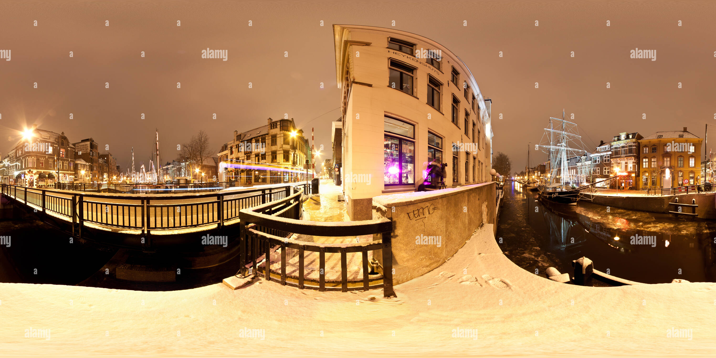 360° view of WinterWelVaart Groningen (A-Brug - Alamy