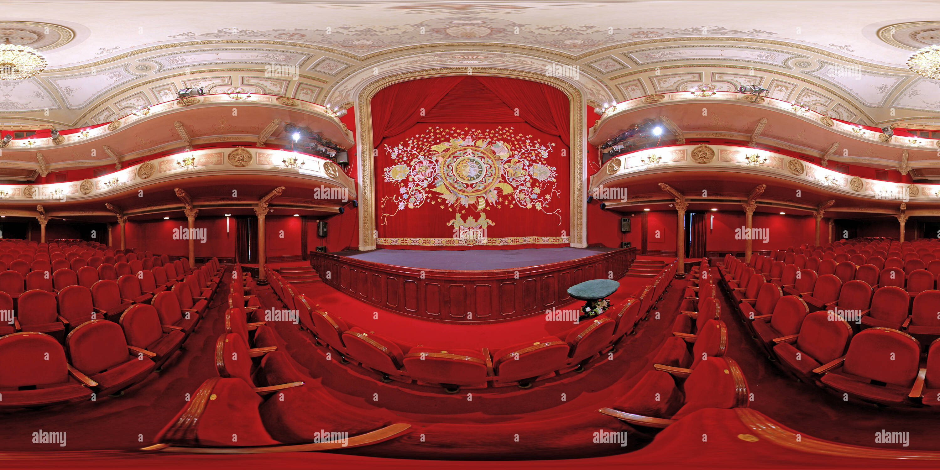 360° view of „Maria Filotti” Theatre, view from stalls, Braila, Romania ...