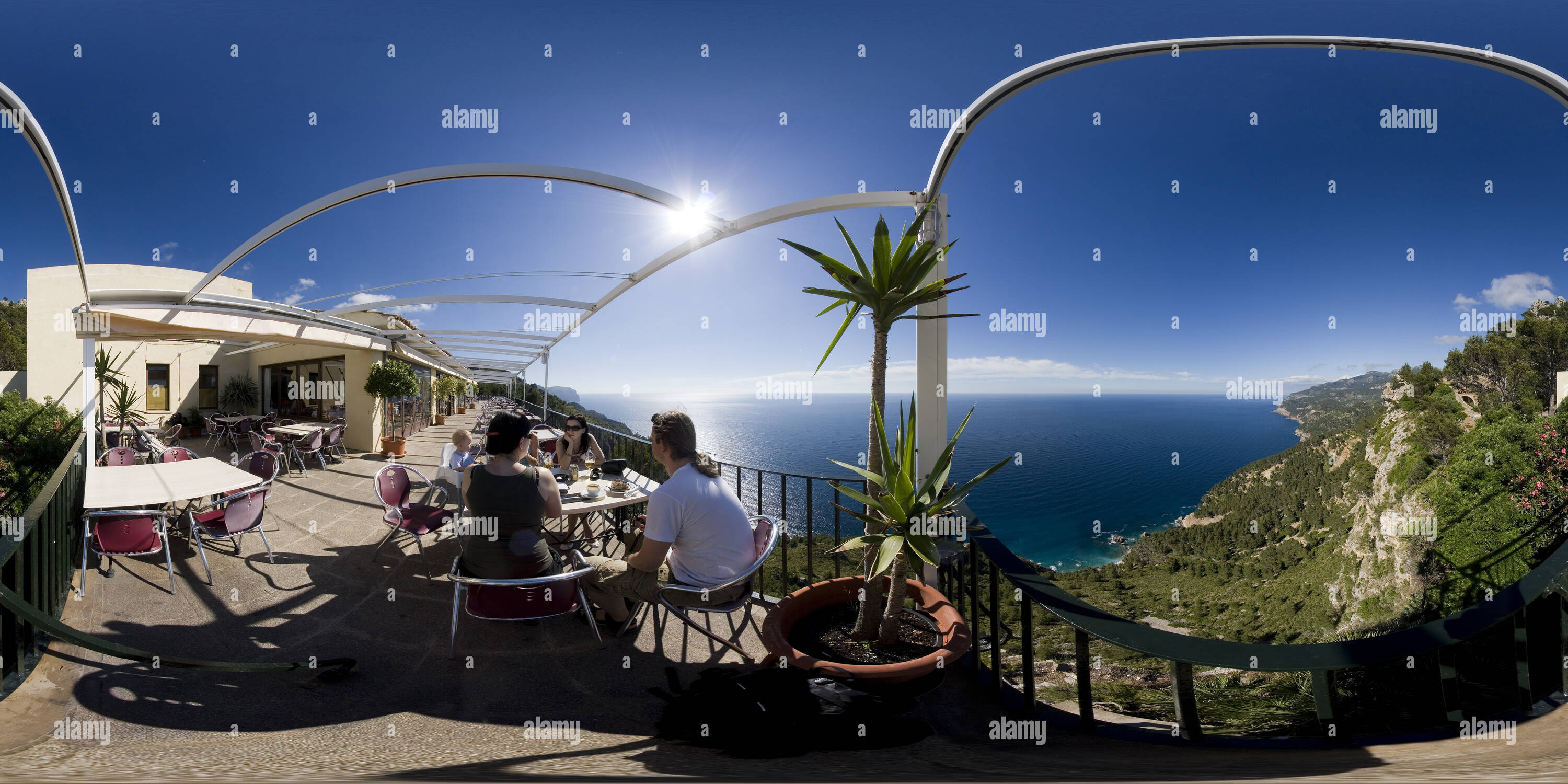 360° view of Cup of coffee with sea view - Alamy