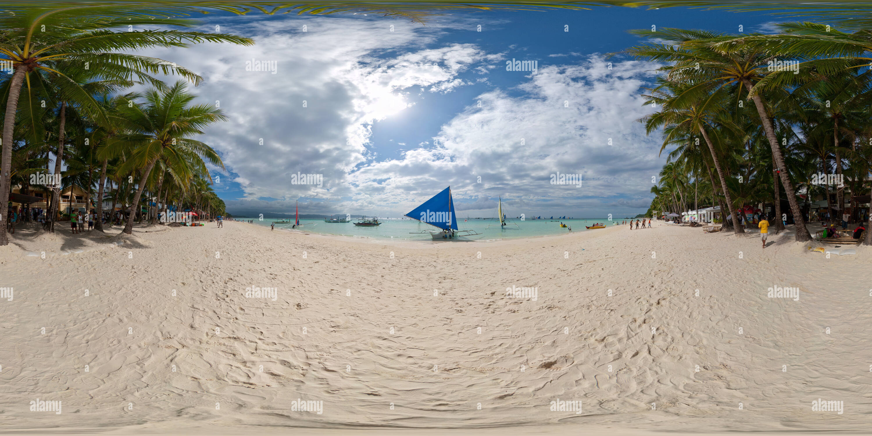 360° view of White Beach on Station 1, Boracay, Philippines - Alamy