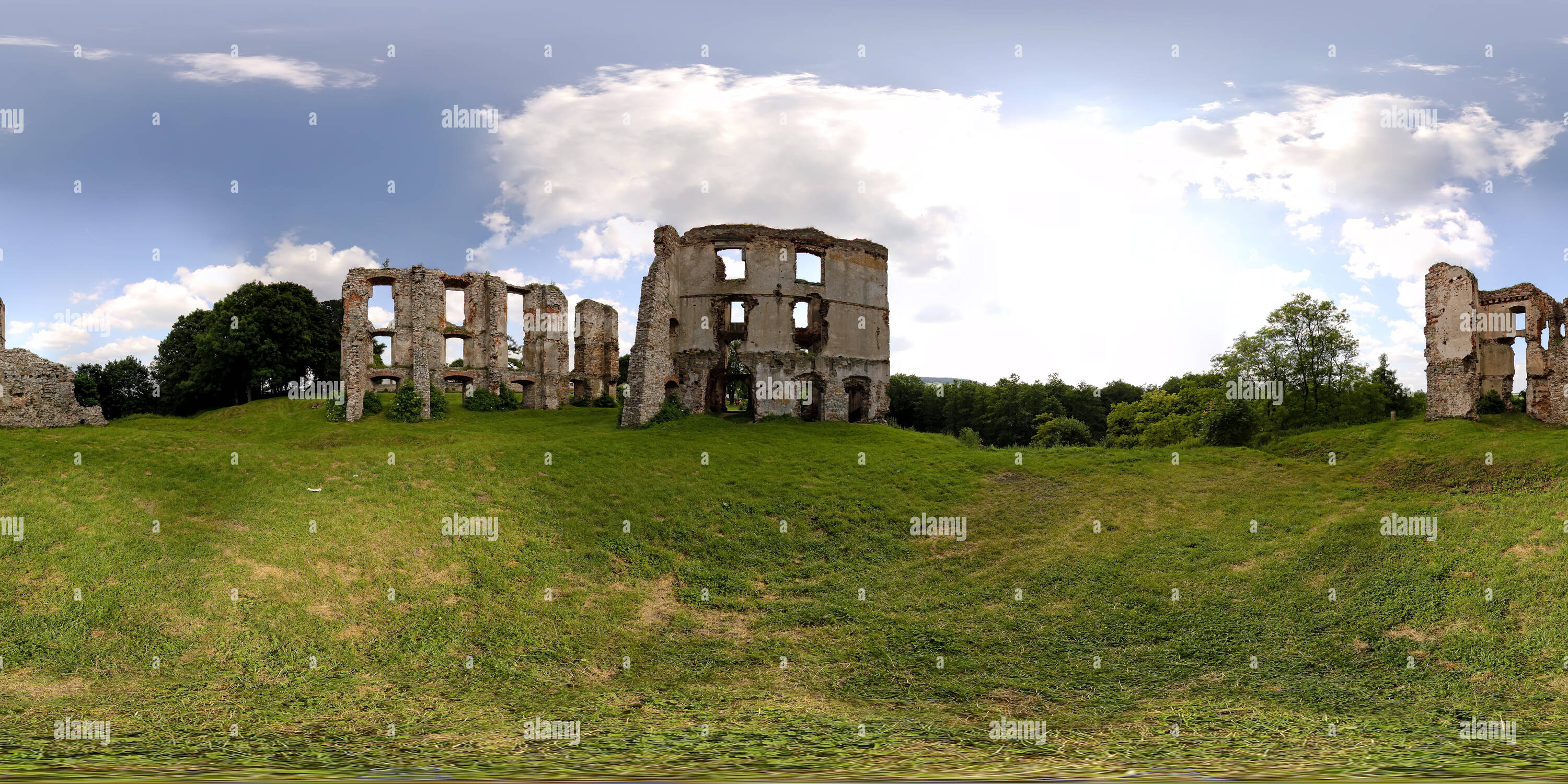 360° view of The ruins of Bishop Palace in Bodzentyn - Alamy