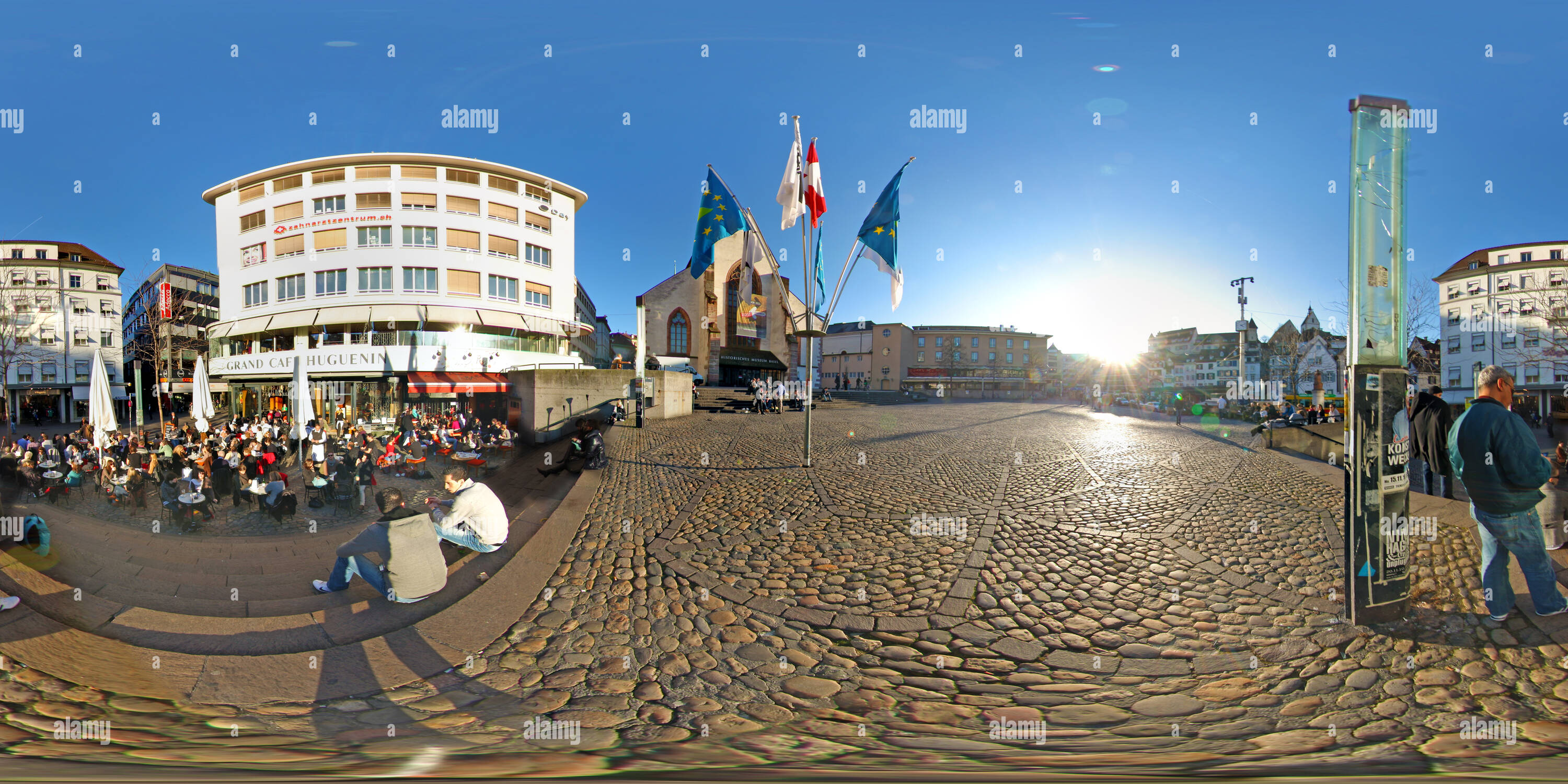 360° view of On Barfüsser place in Basel you can now enjoy the sun - Alamy