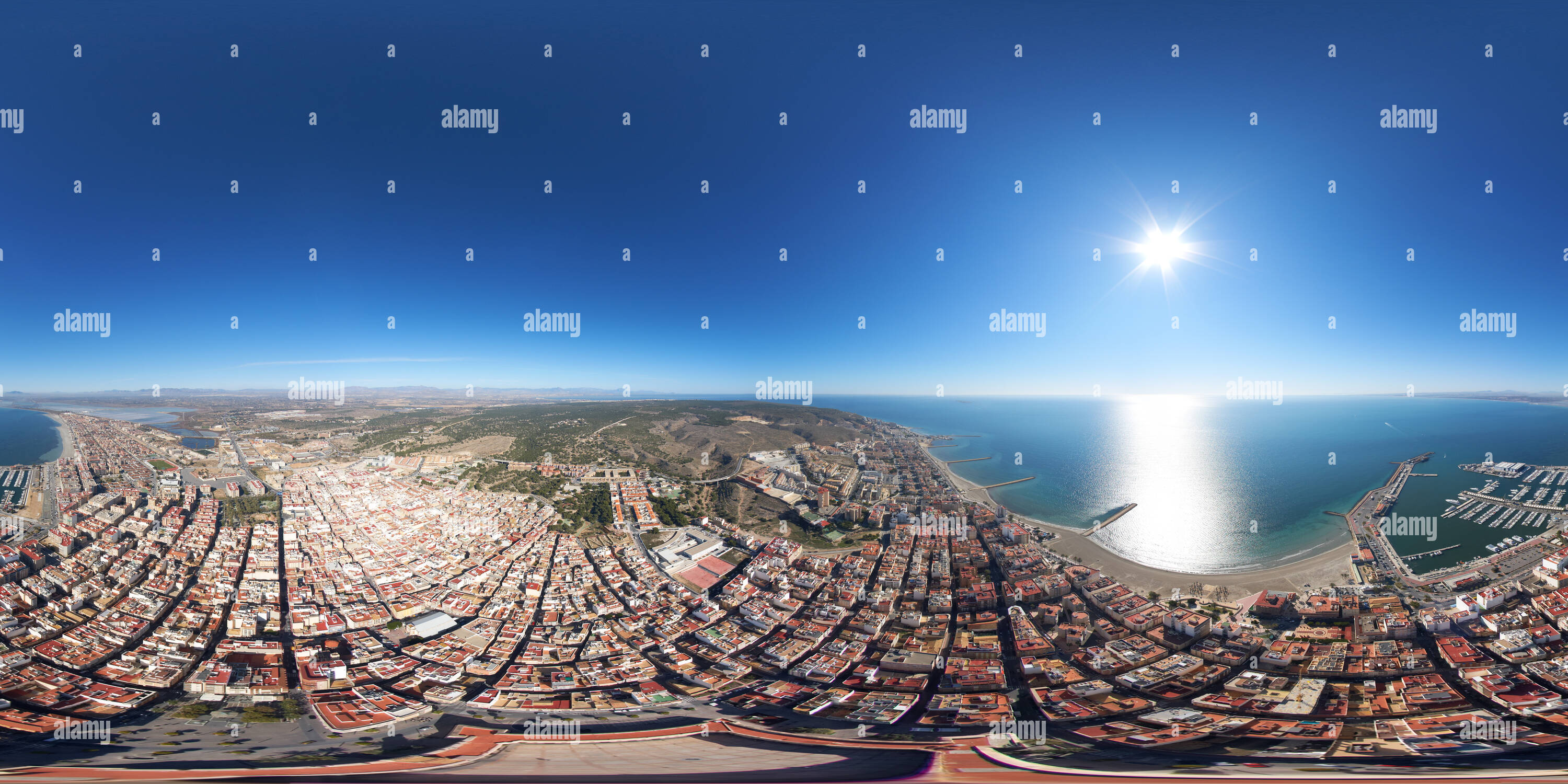 360° view of Aerial view of Santa Pola over the castle - Alamy