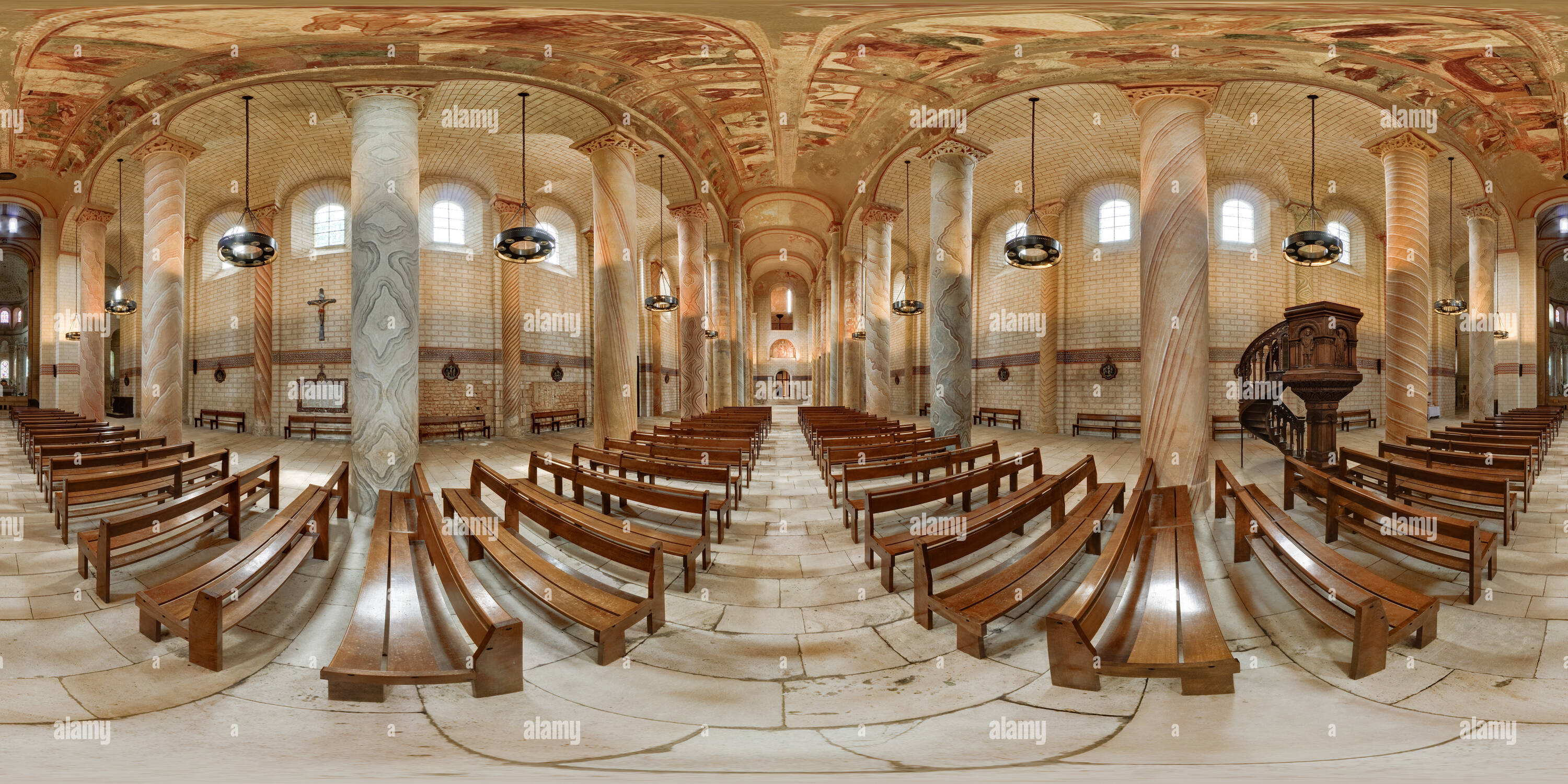 360° view of Marvellous Saint-Savin Unesco abbey - Alamy