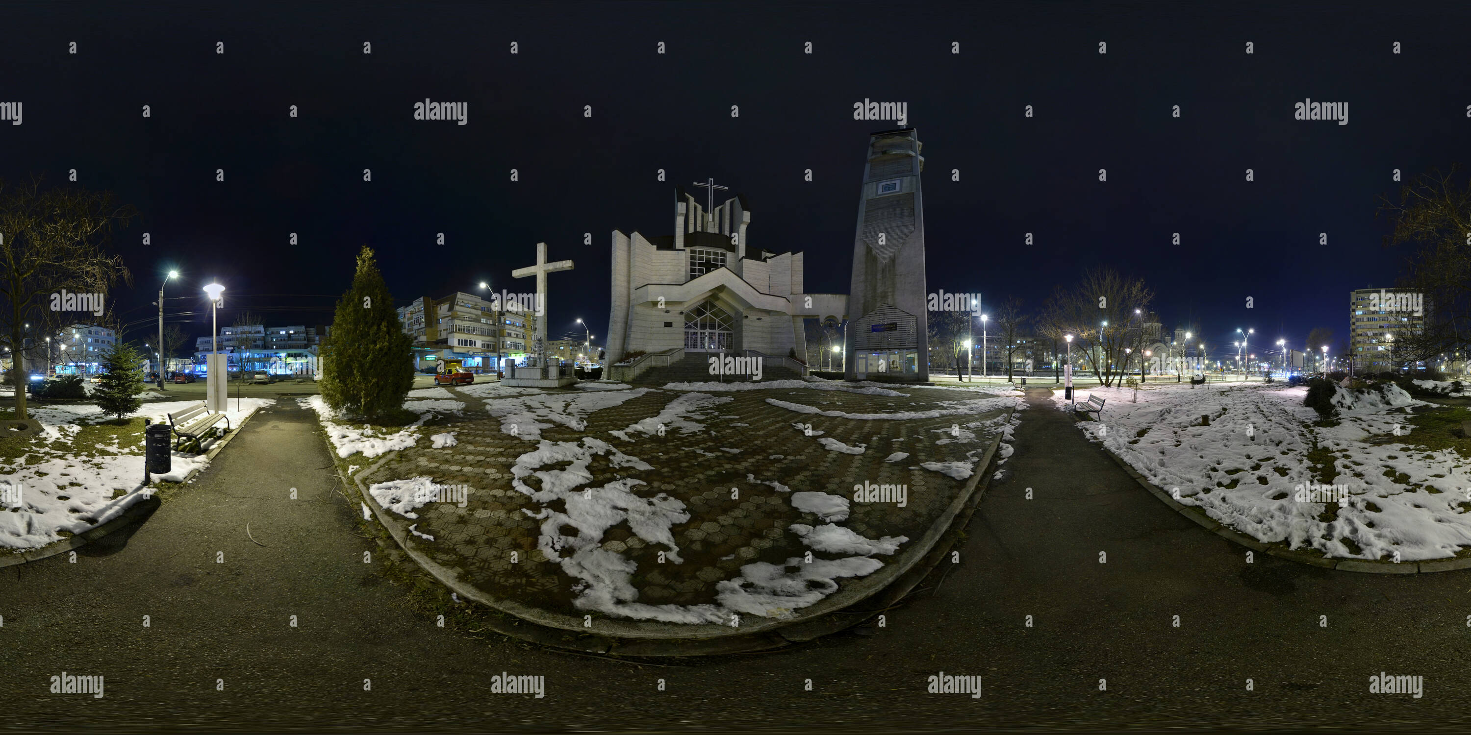 360° view of „Sfanta Cruce” (Holly Cross) Church, front view, Baia Mare ...