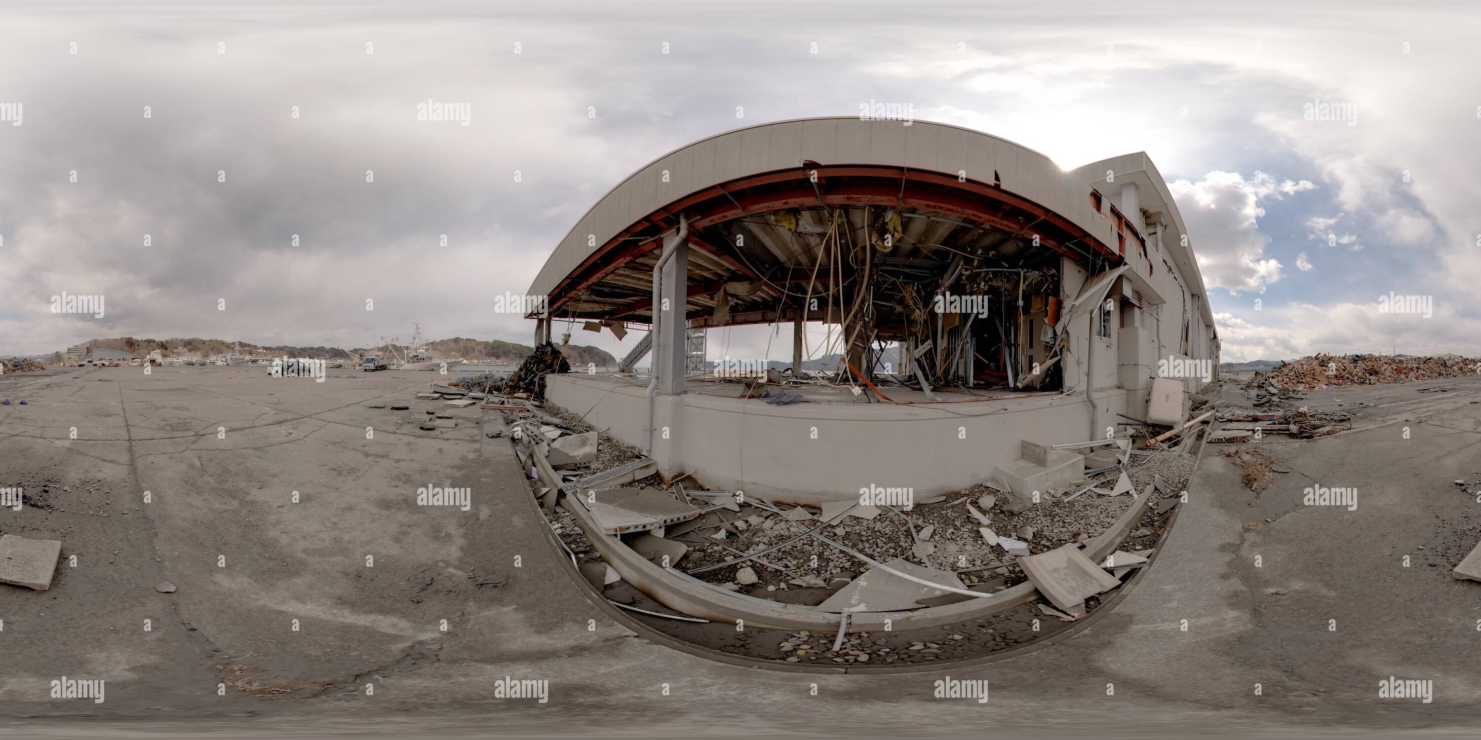 360° view of Damage in Miyako Port, Iwate Pref. (2 - Alamy
