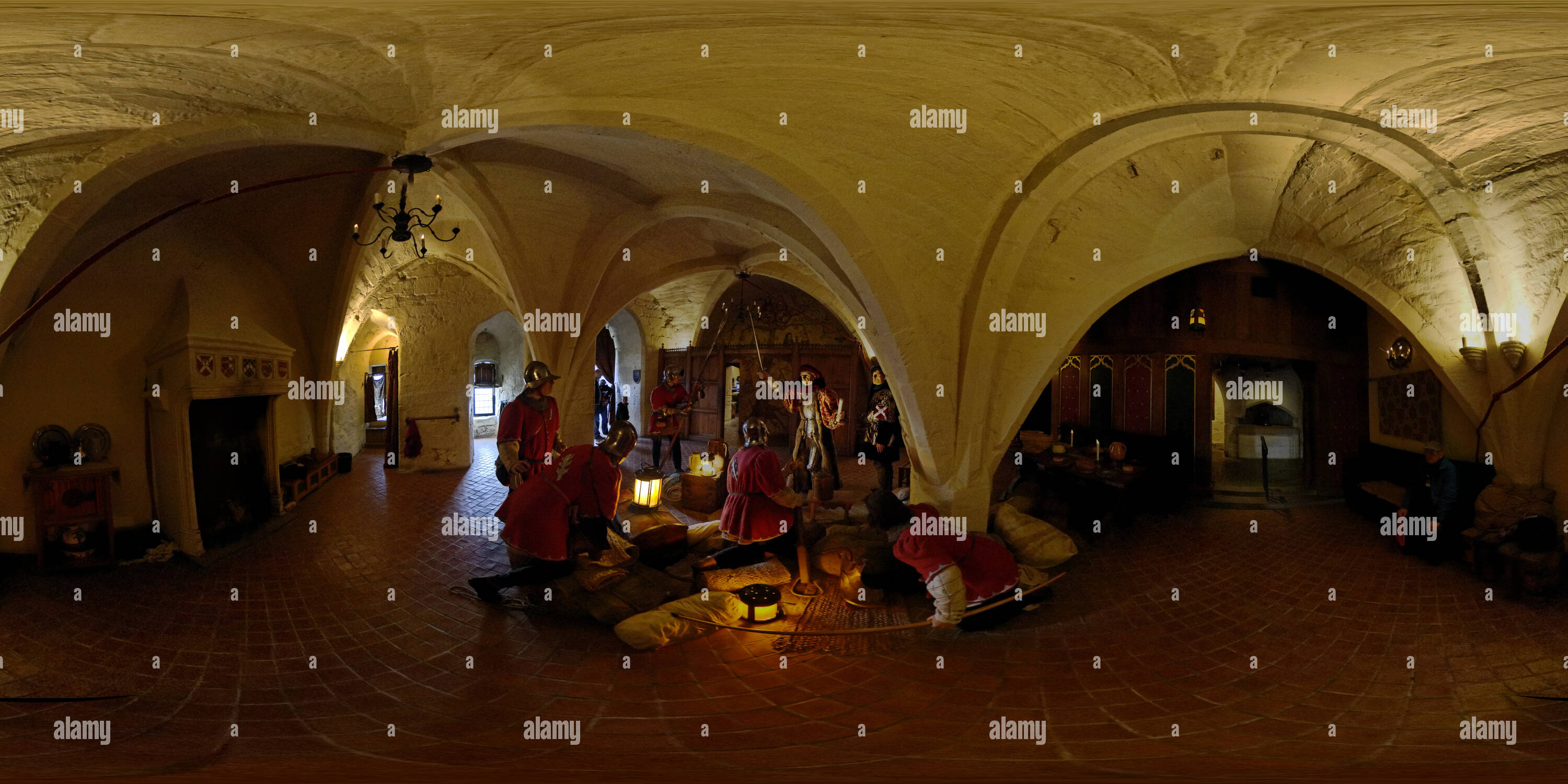 360° view of Warwick Castle indside 03 England - Alamy