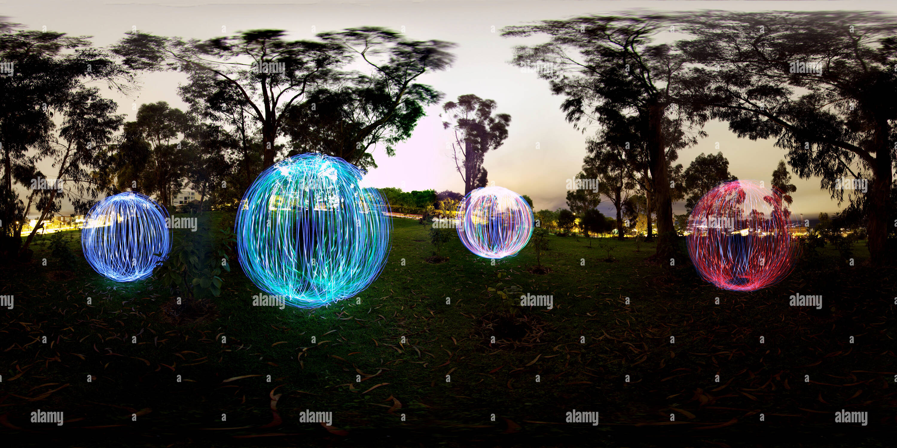 360° view of Light sphere graffiti panorama - Alamy
