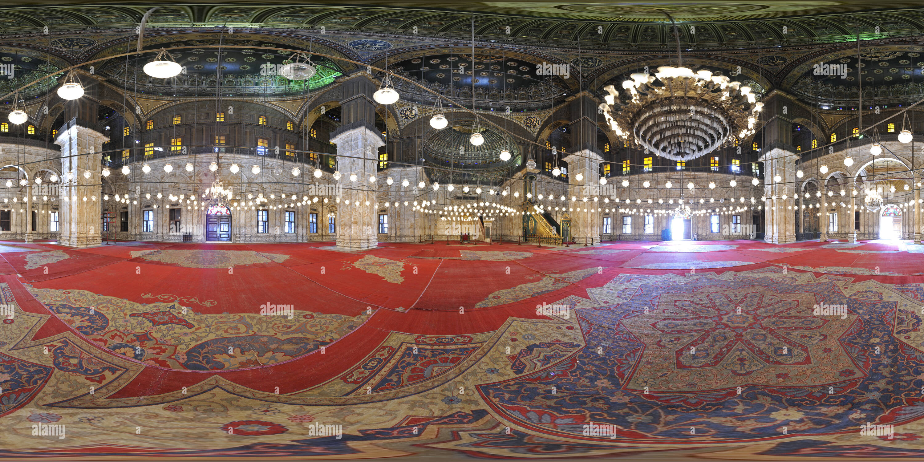 360° view of Interior of the Mosque of Muhammad Ali, Citadel, Cairo ...