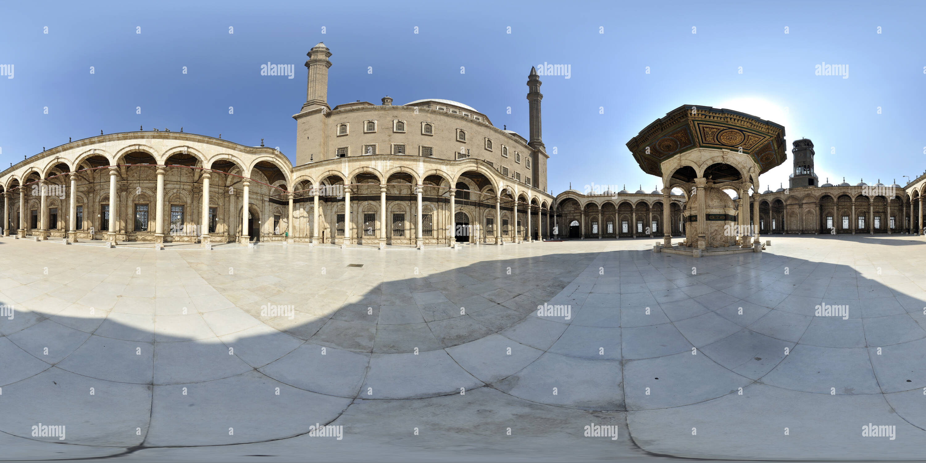 360° view of Courtyard of the Mosque of Muhammad Ali, Citadel, Cairo ...