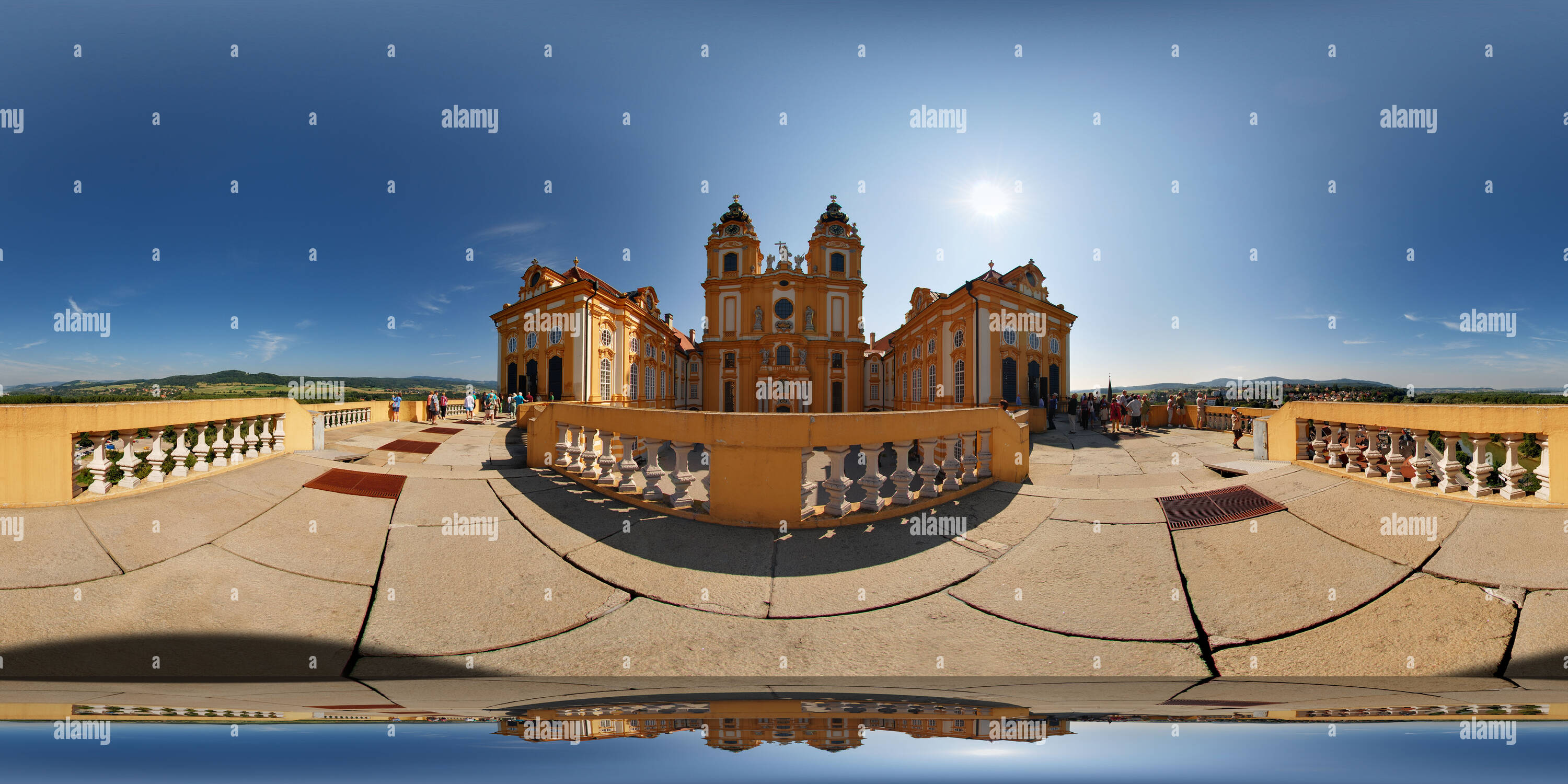 360° view of Melk Abbey, terrace on the Danube - Alamy