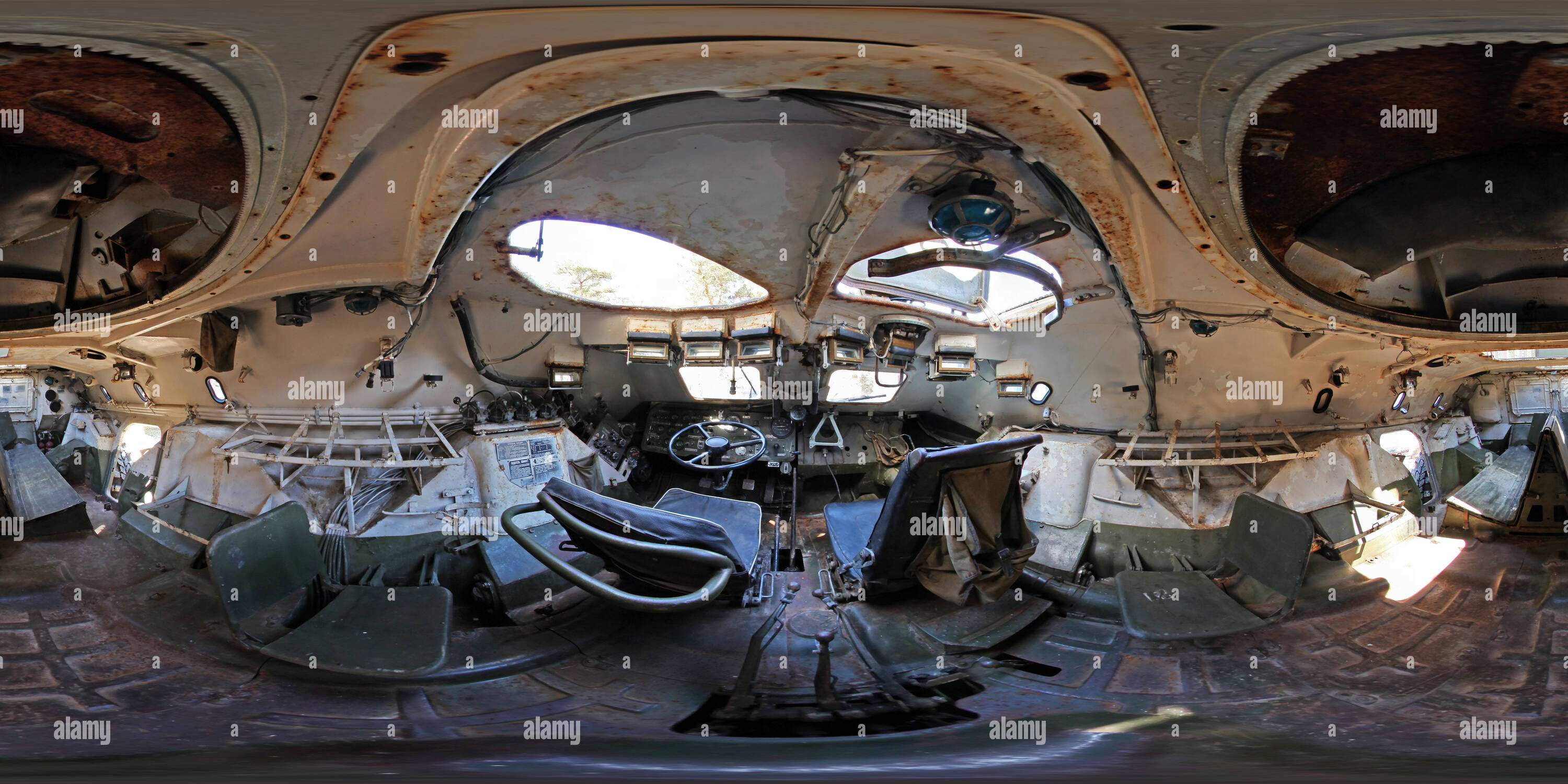 360° view of Interior of an armoured car in Hiiumaa Military Museum - Alamy