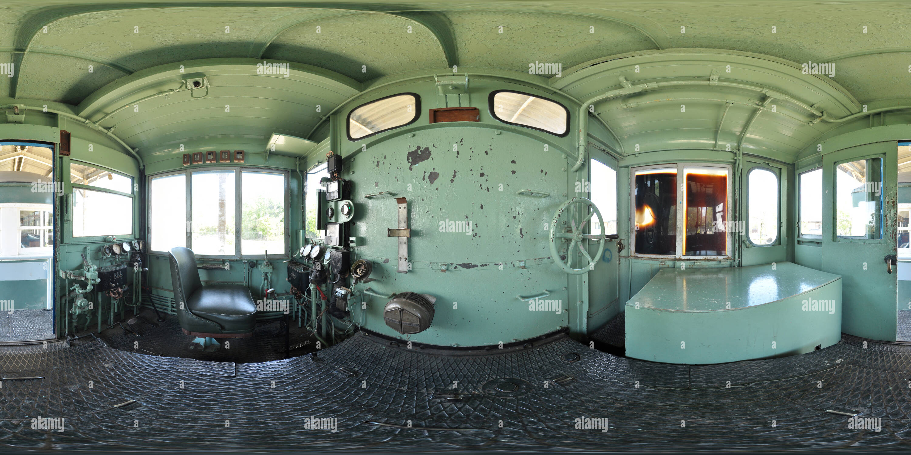 360° view of Cockpit of an Old Diesel Locomotive - Alamy