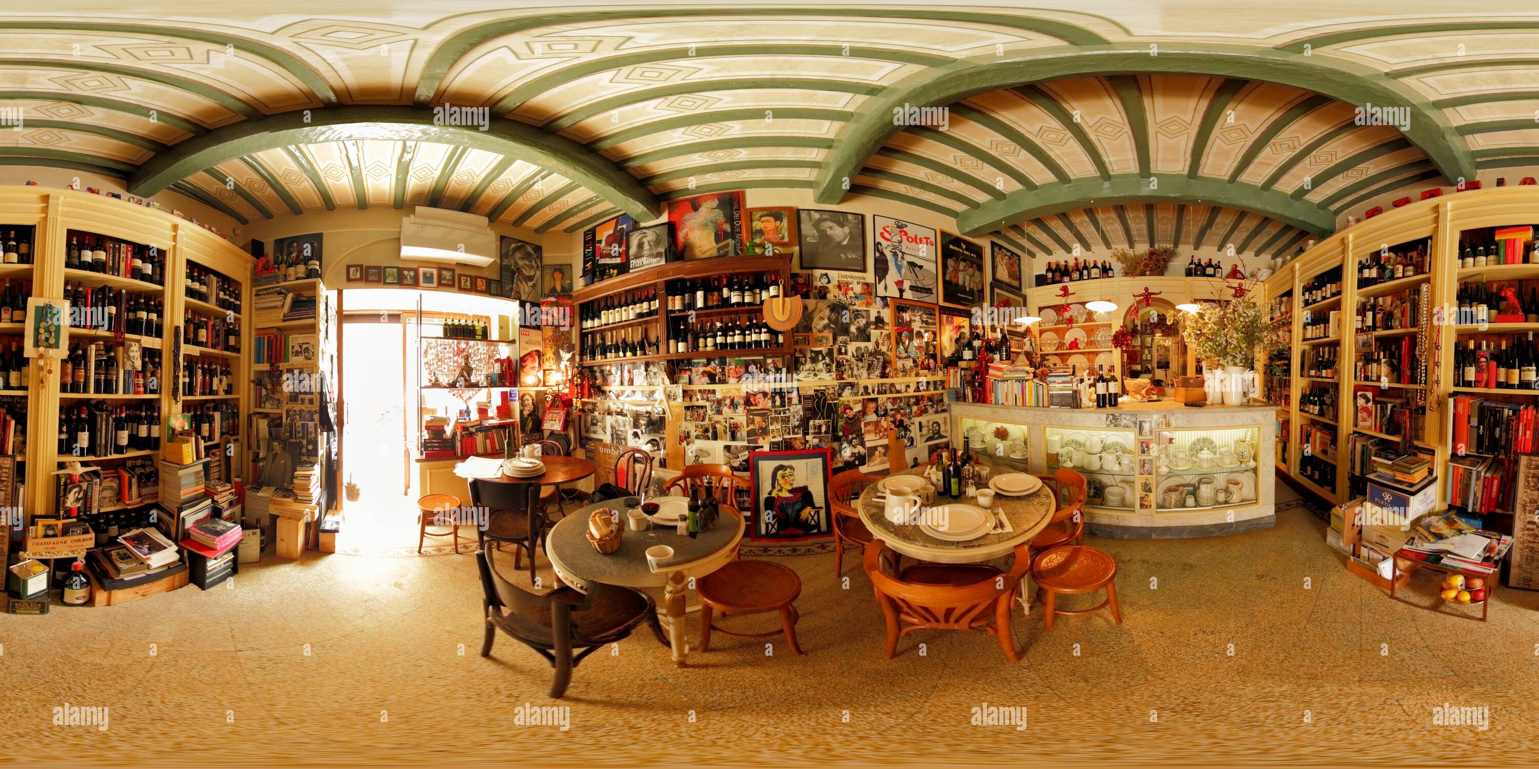 360° view of wine bottega interior, Bevagna, Italy - Alamy