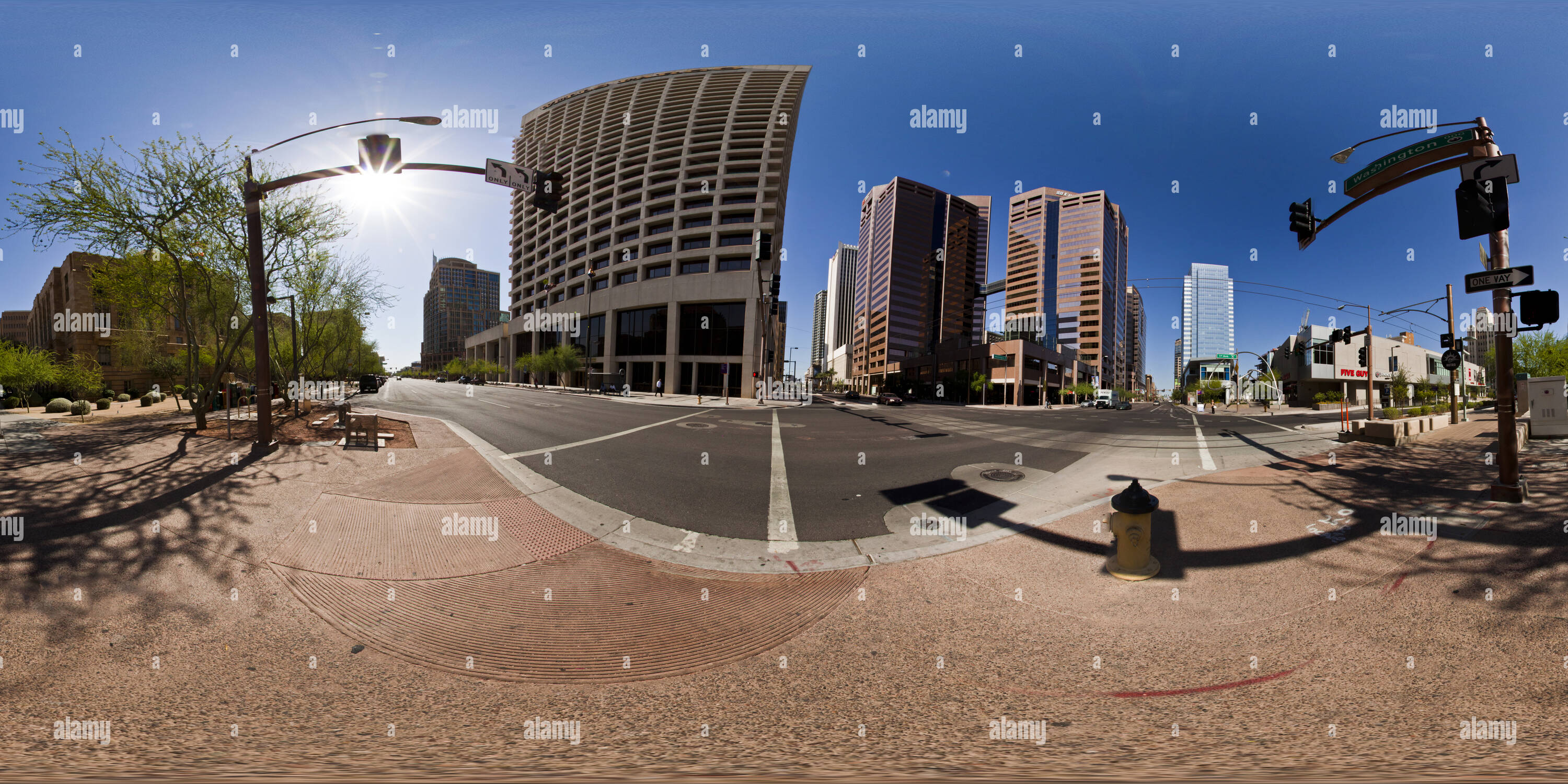 360° view of 1st Avenue and Washington, Downtown Phoenix, Arizona USA ...