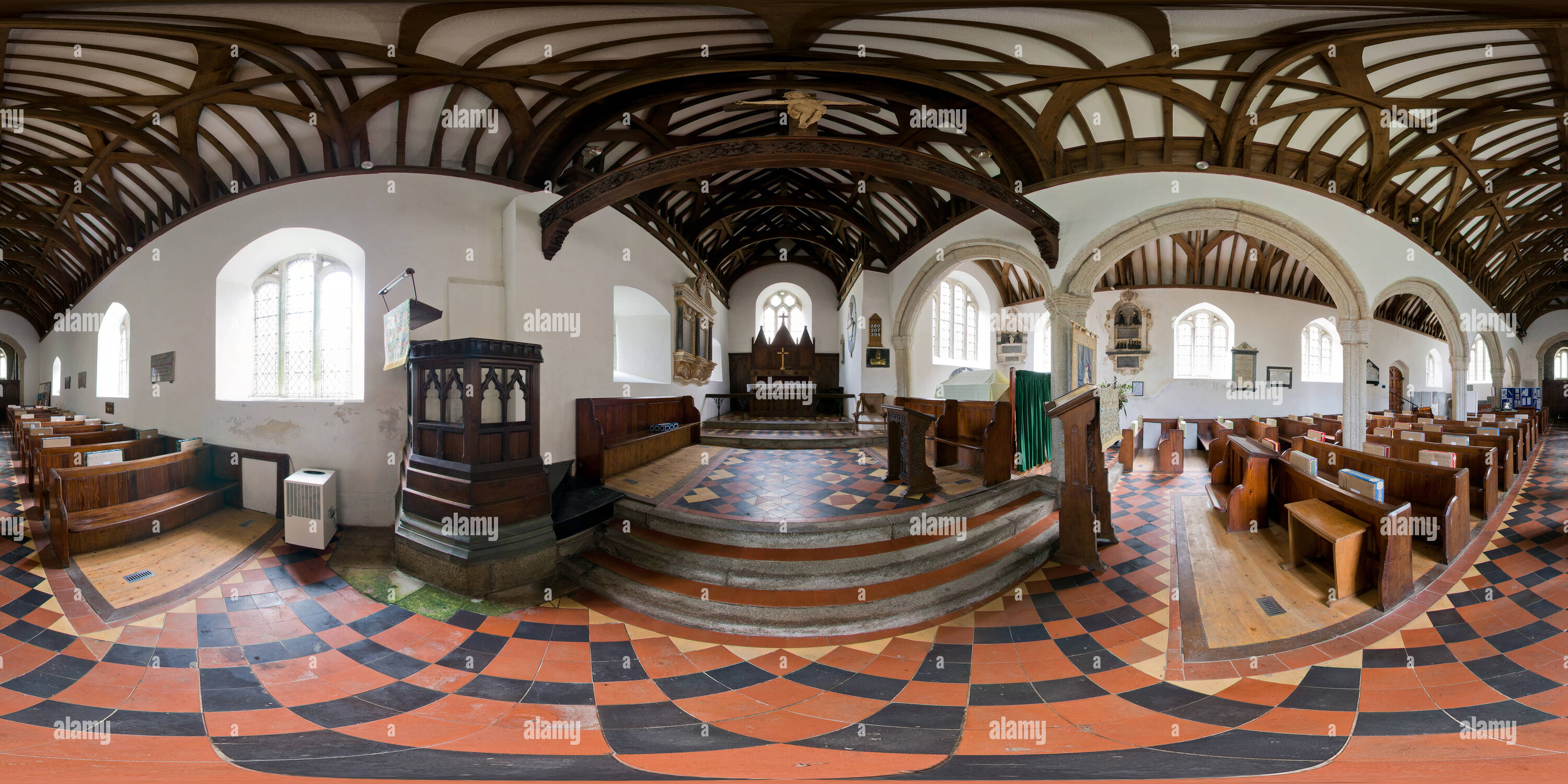 360° view of St Metherian Church, Minster, Cornwall - Alamy