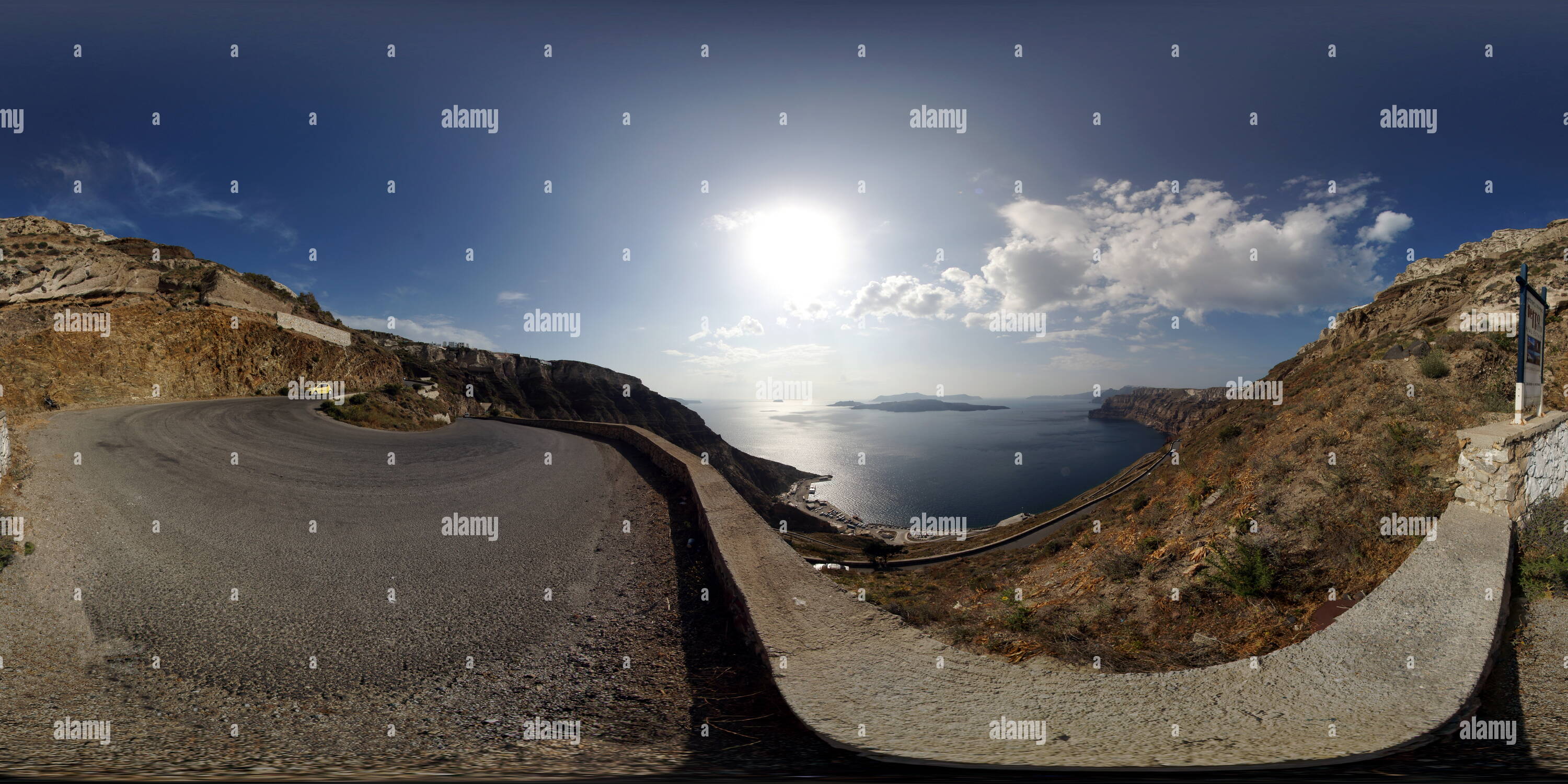 360° view of The road to Athinios - Alamy