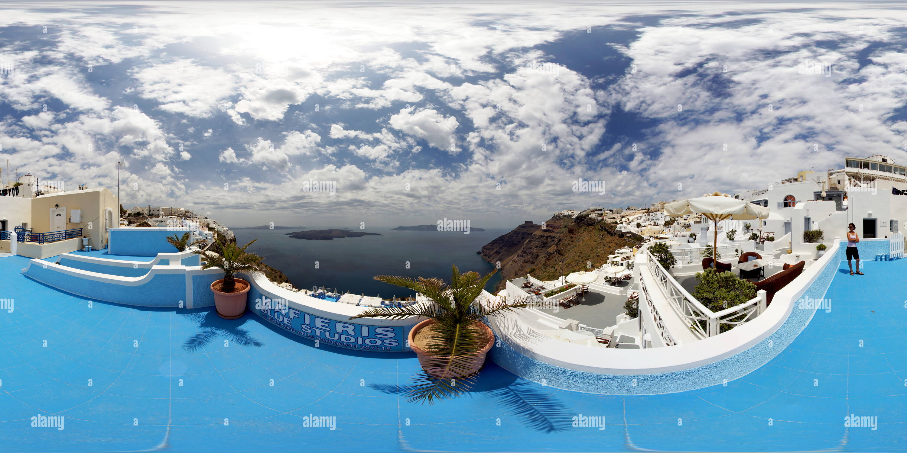 360° view of Greece Santorini Firostefani Caldera View - Alamy